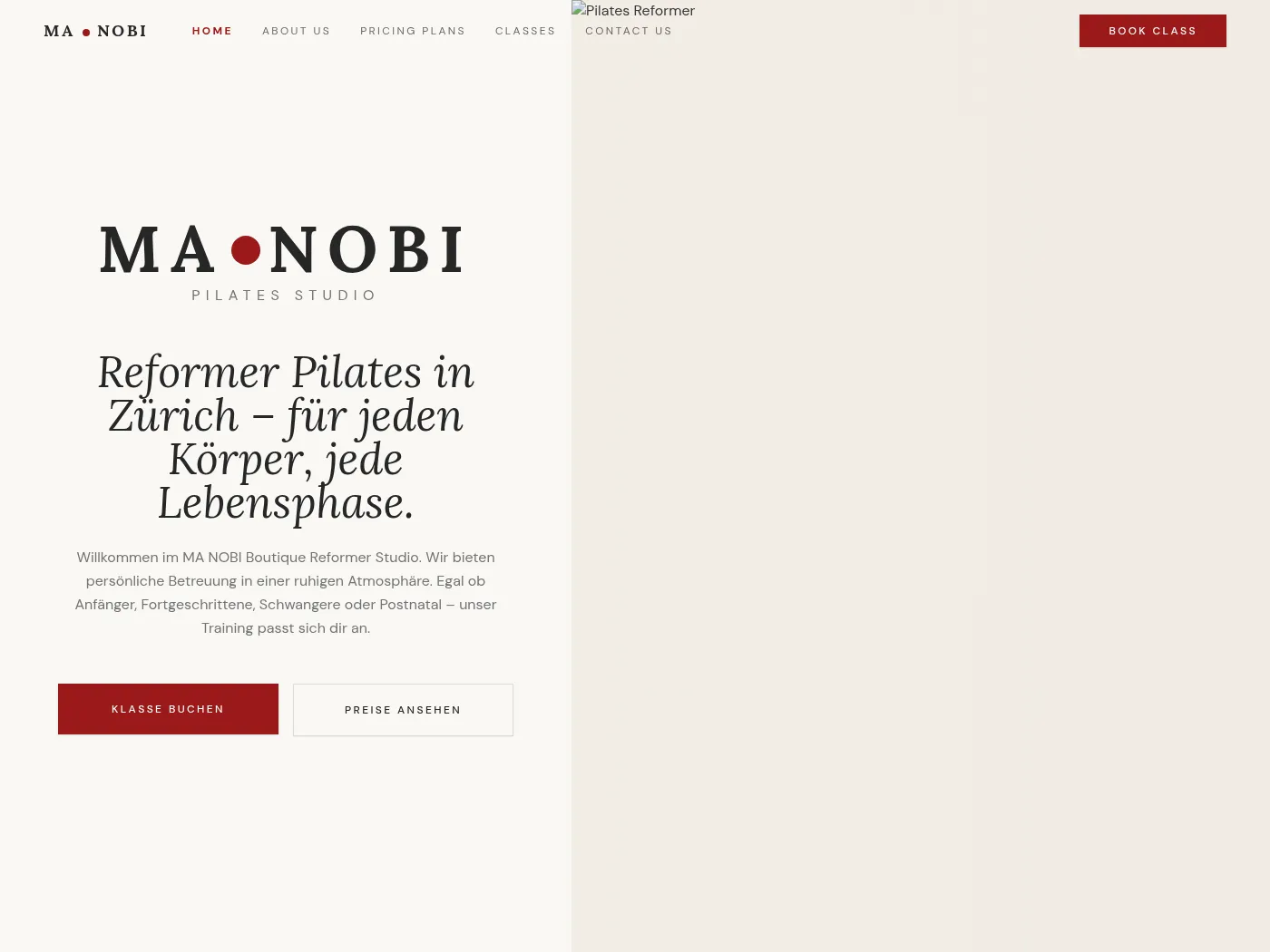 MA NOBI Pilates Website