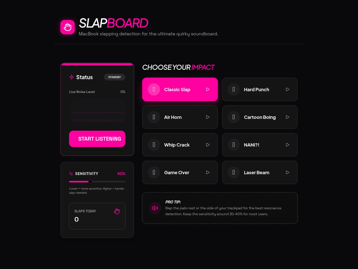Mac Slap Sound App