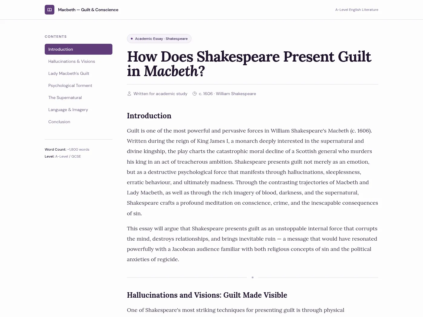 Macbeth Guilt Essay