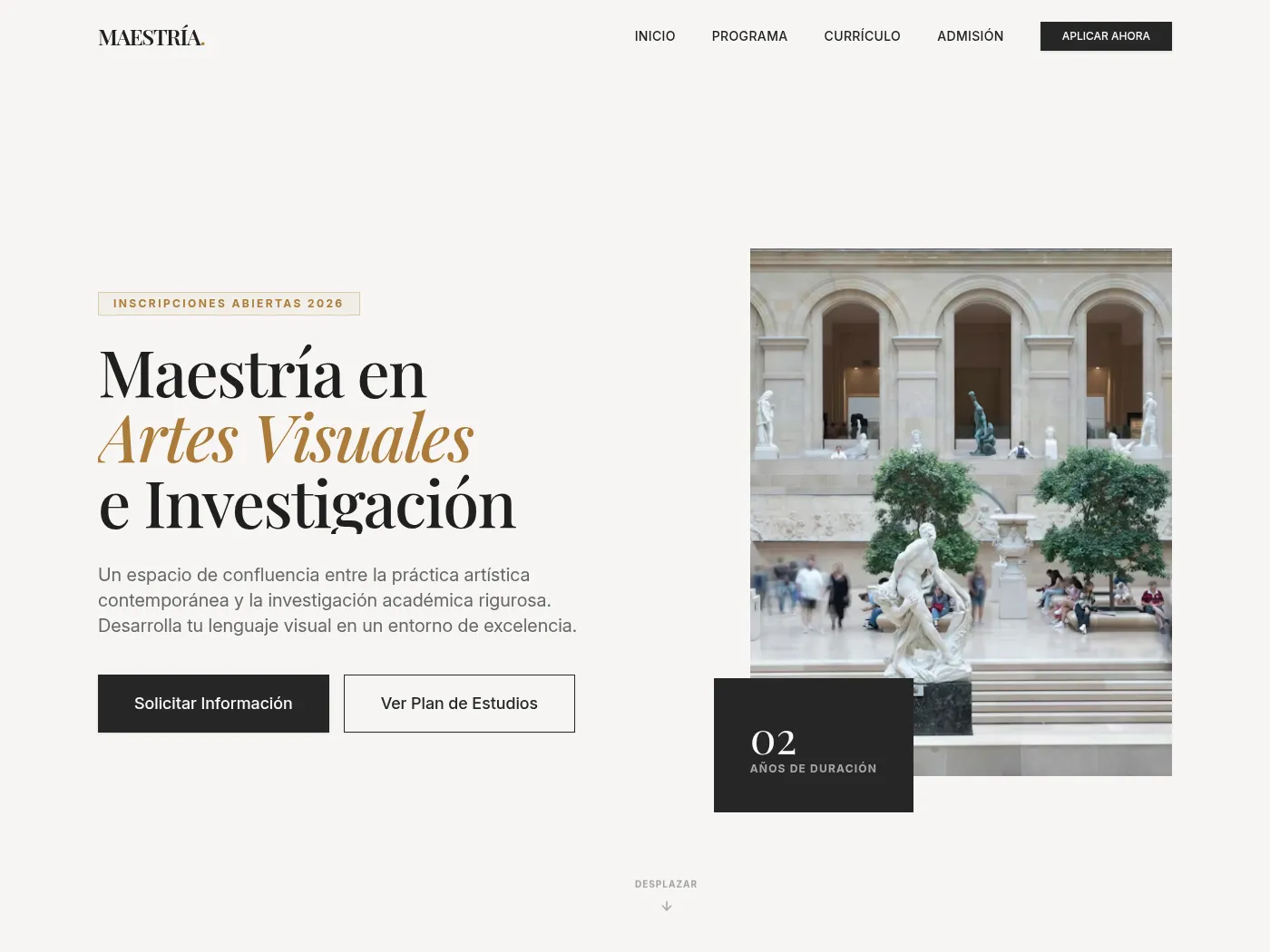 Maestría Artes Visuales Oferta