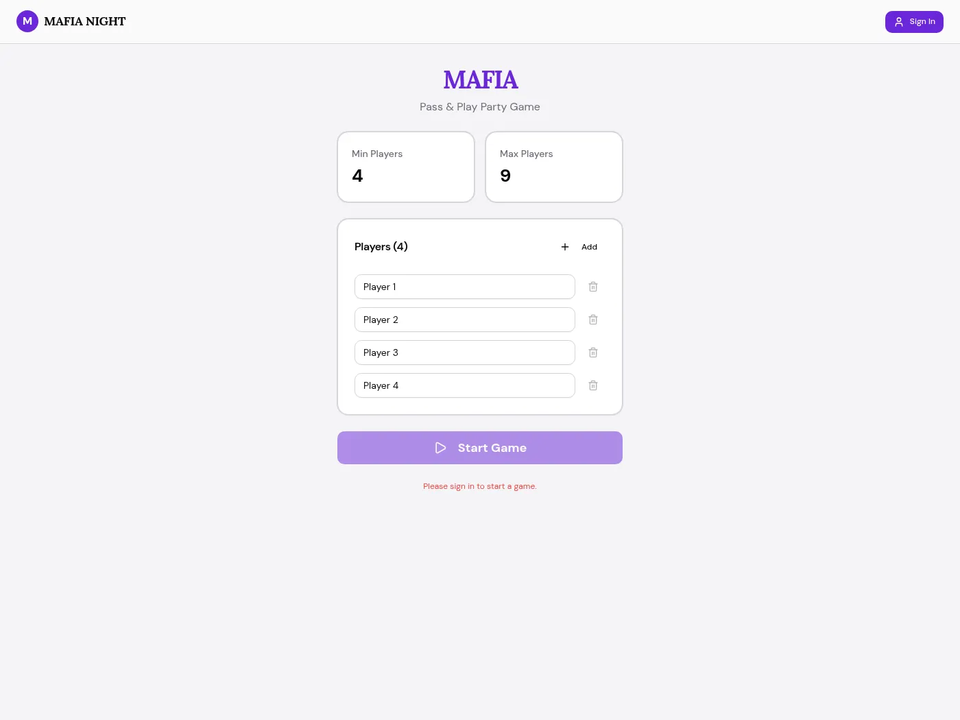 Mafia Pass & Play