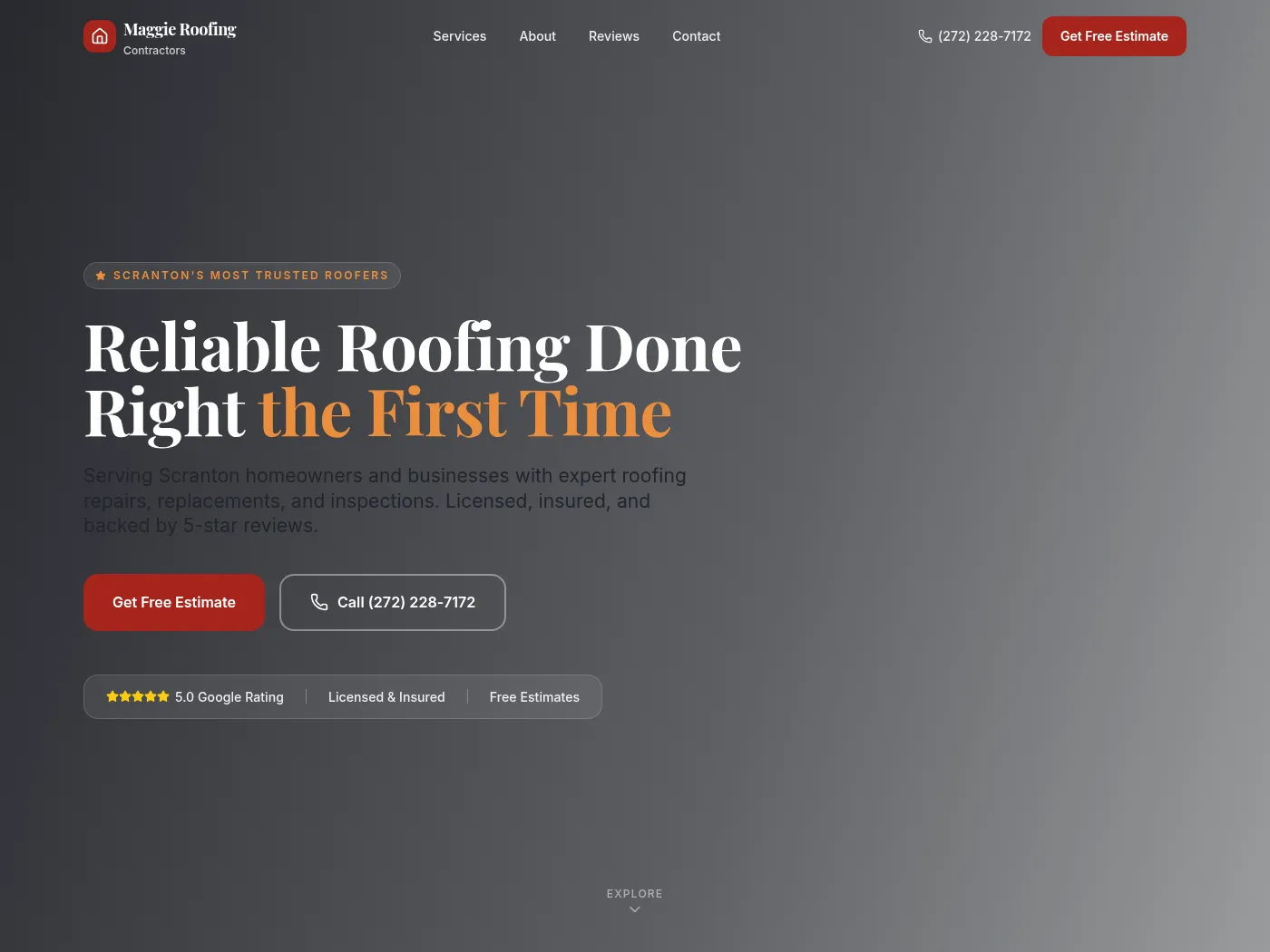 Maggie Roofing Website