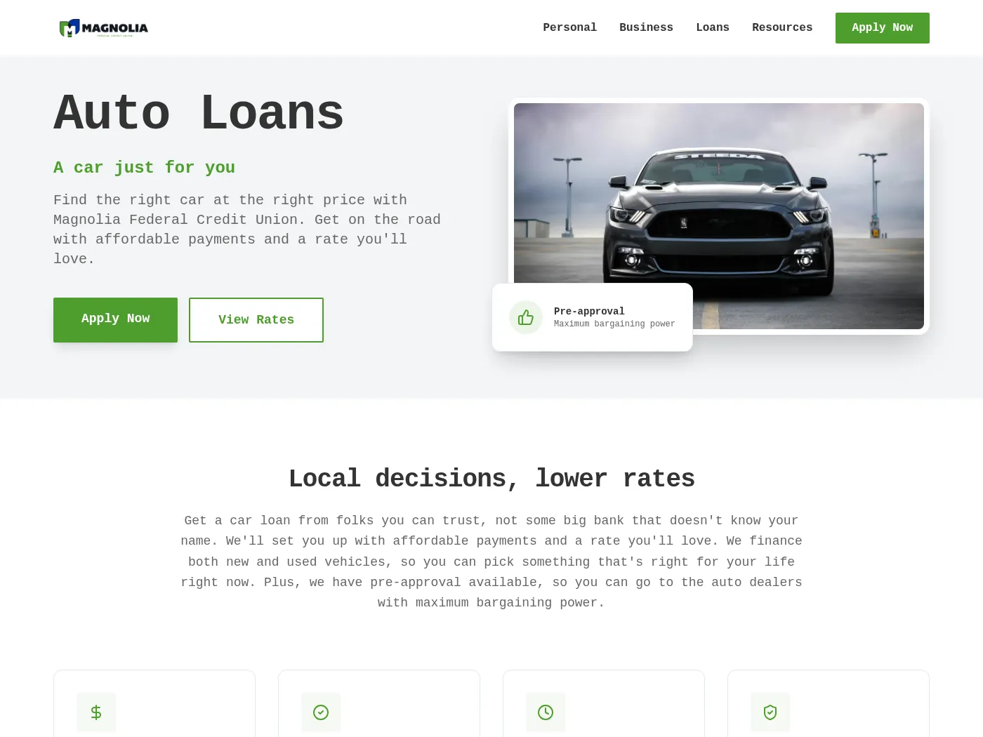 Magnolia FCU Loans Page