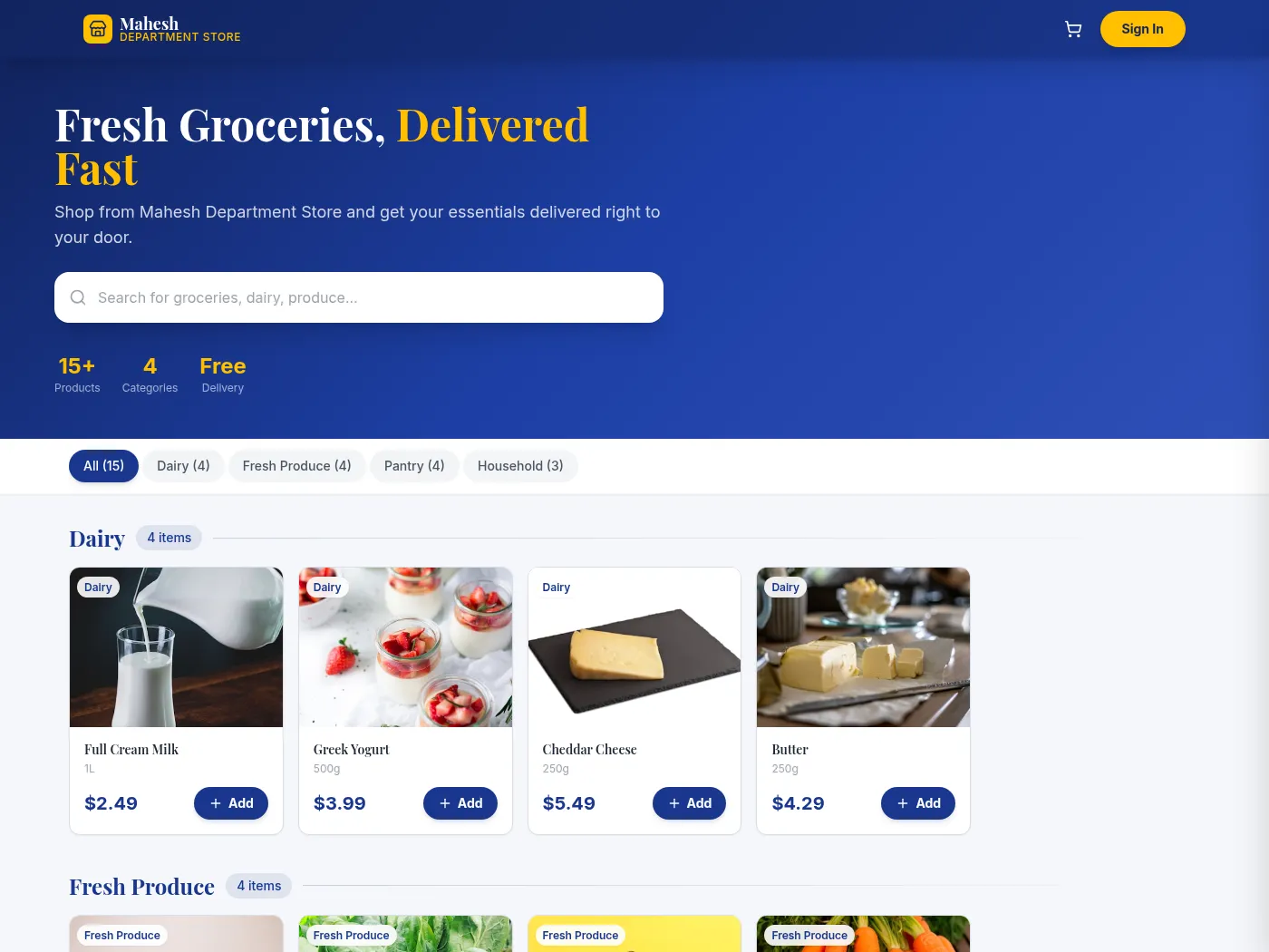 Mahesh Grocery Delivery App