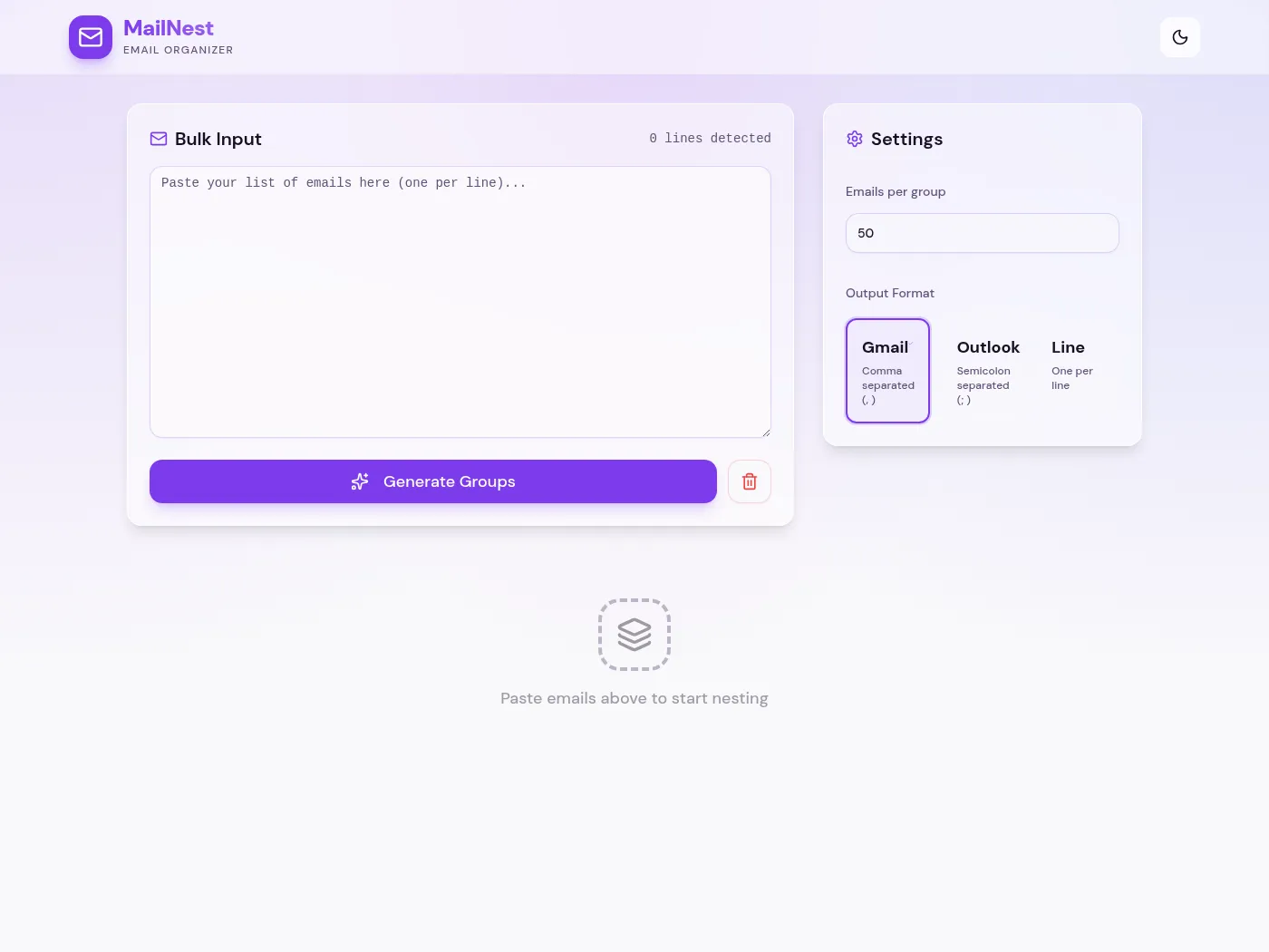 MailNest Glass UI