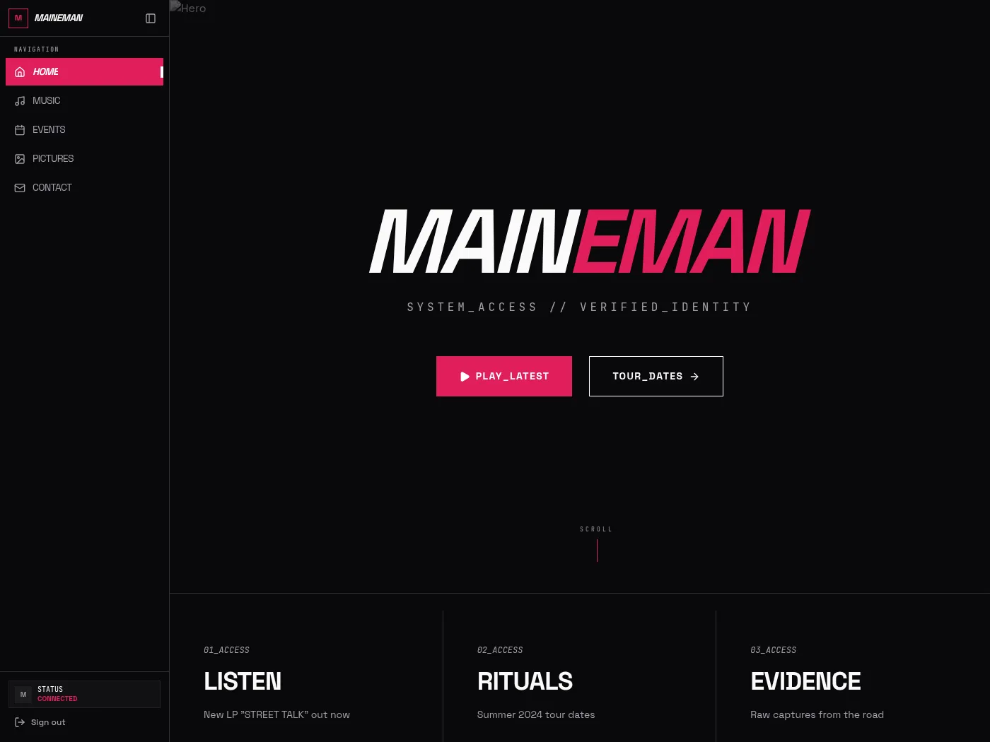 MAINEMAN Artist Website