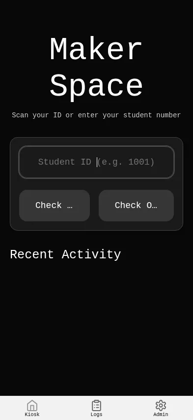 Maker Space Check-In App