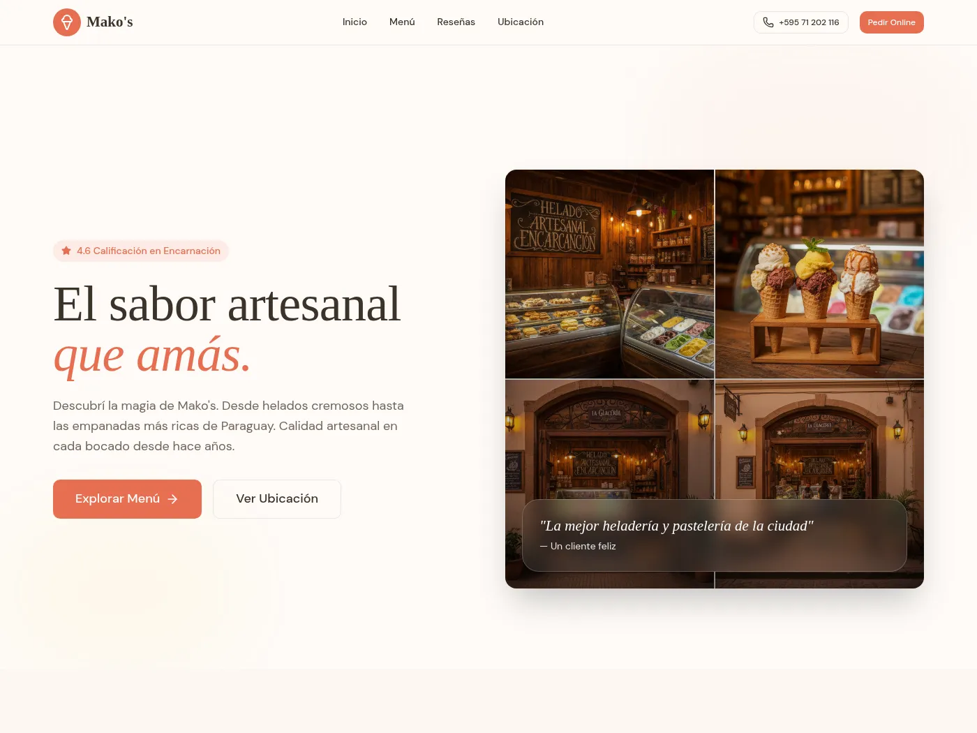 Mako's Heladeria Web