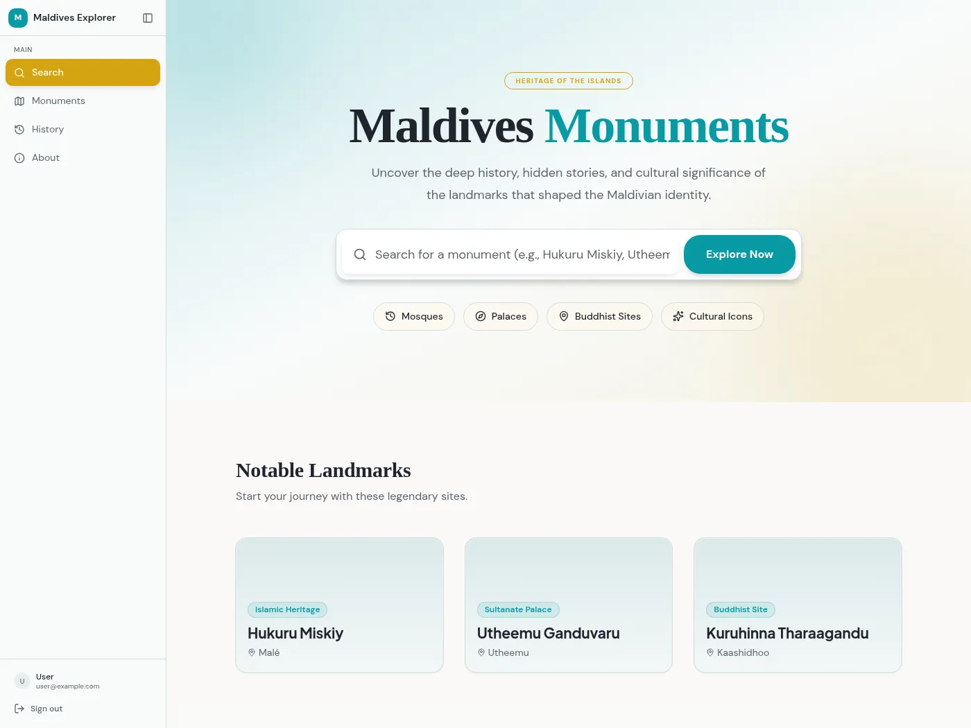 Maldives Monument Explorer