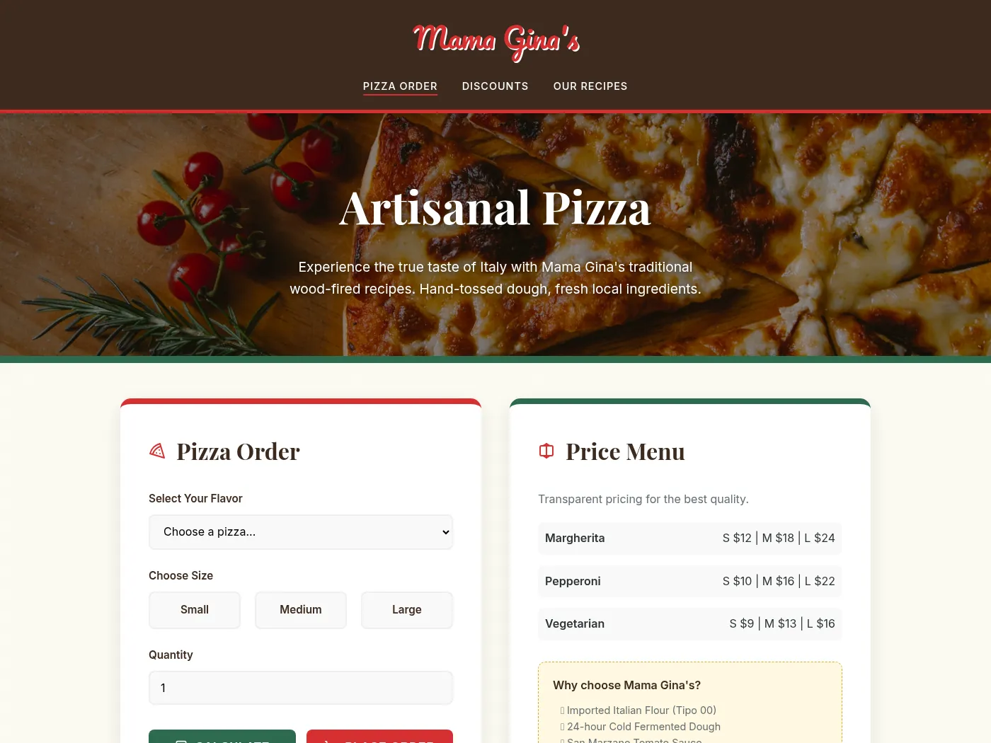 Mama Gina’s Pizza Redesign