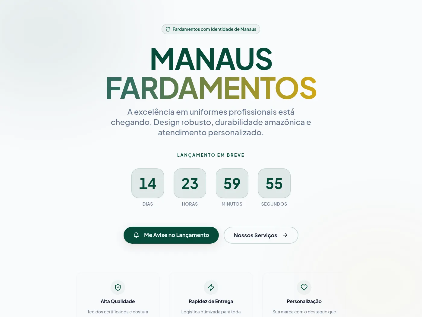 Manaus Fardamentos Launch Page