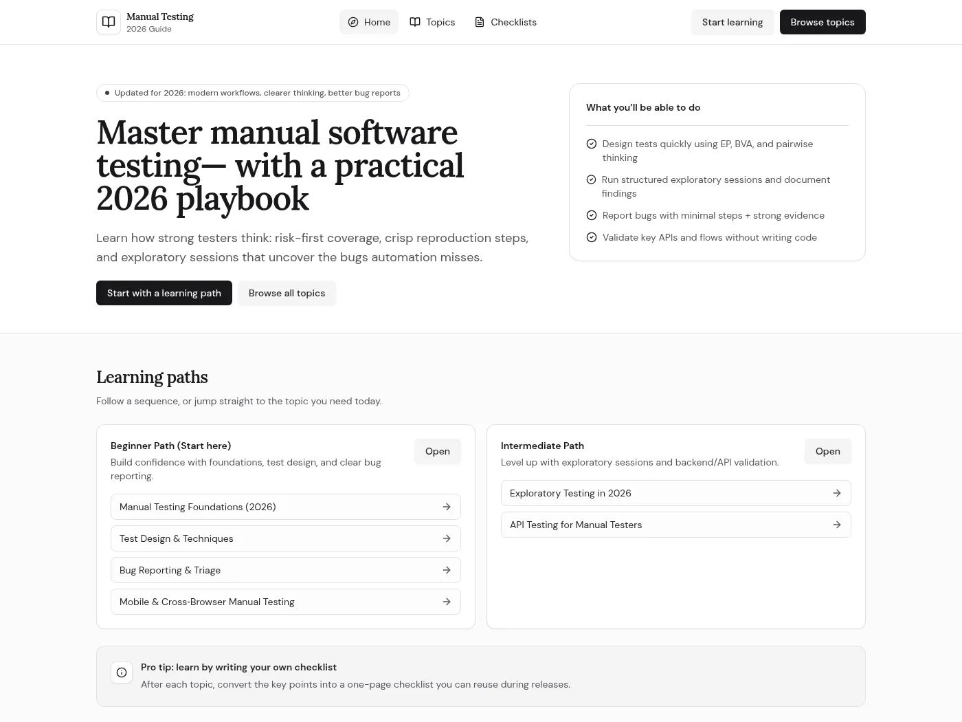 Manual Testing 2026 Guide