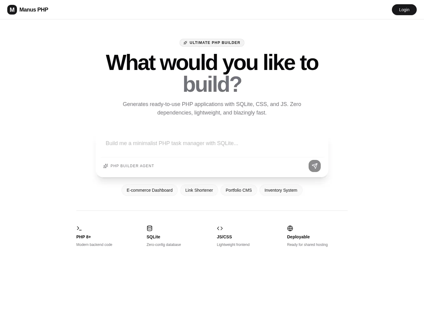 Manus PHP App Builder