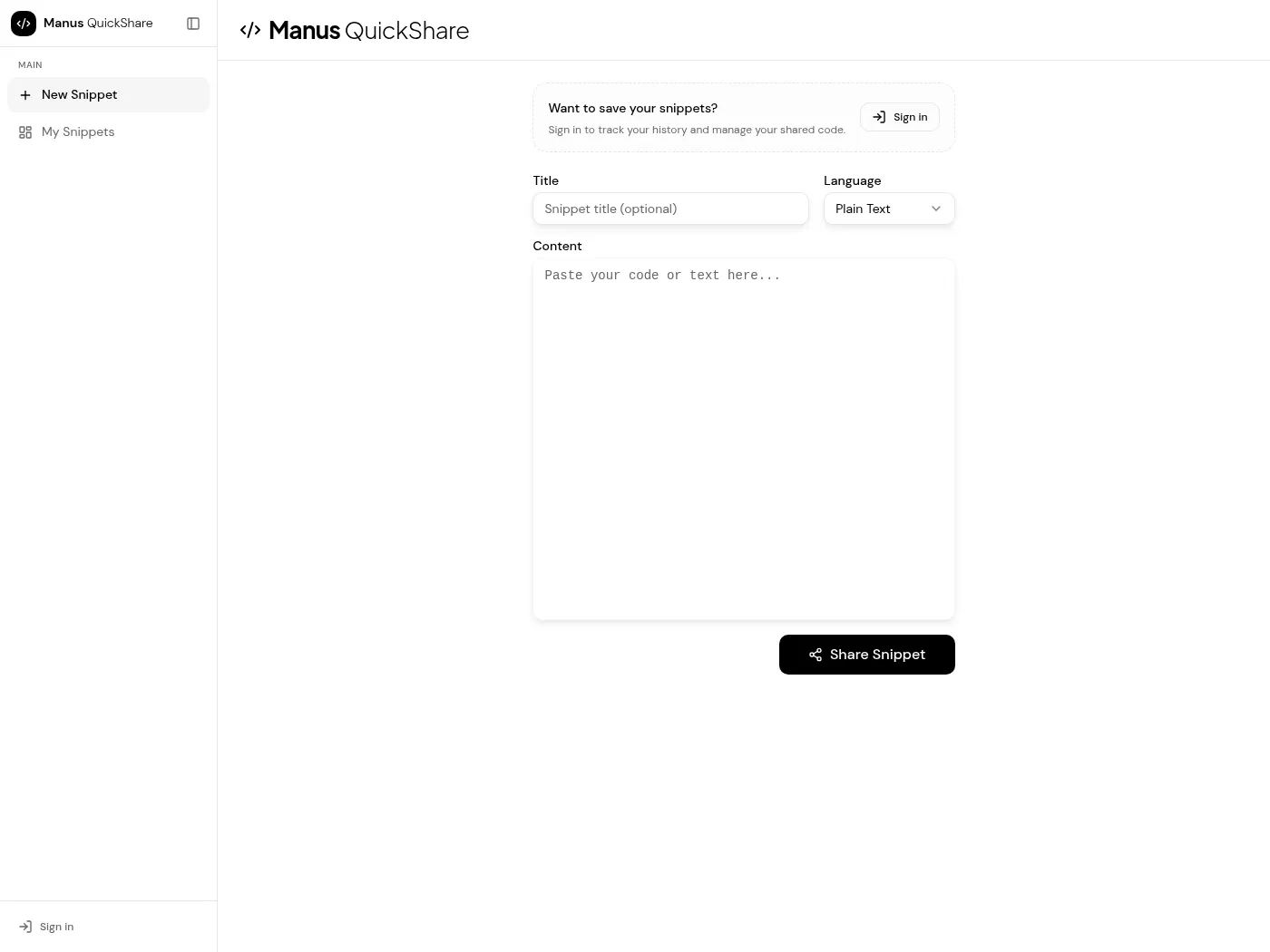 Manus QuickShare