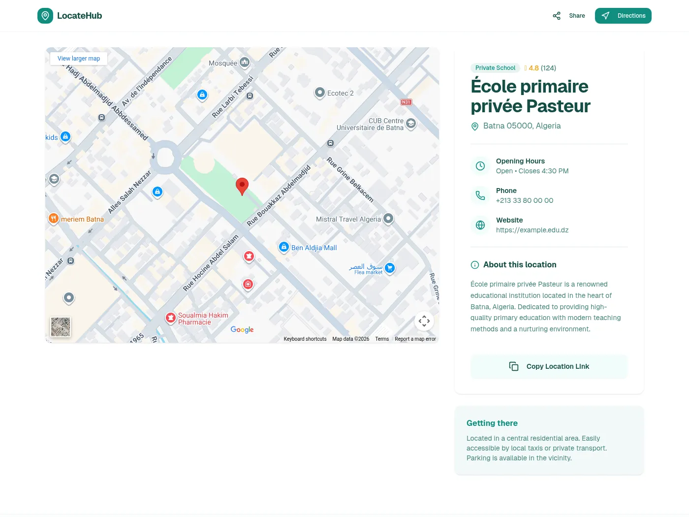 Google Maps Location Page
