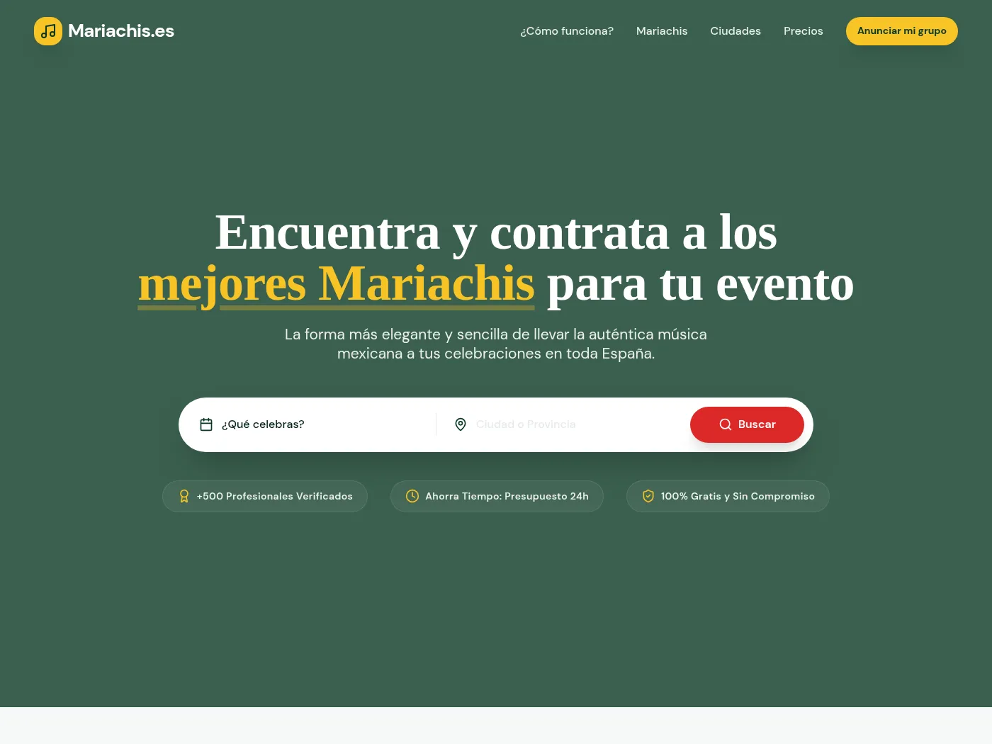 Mariachis.es Landing Page