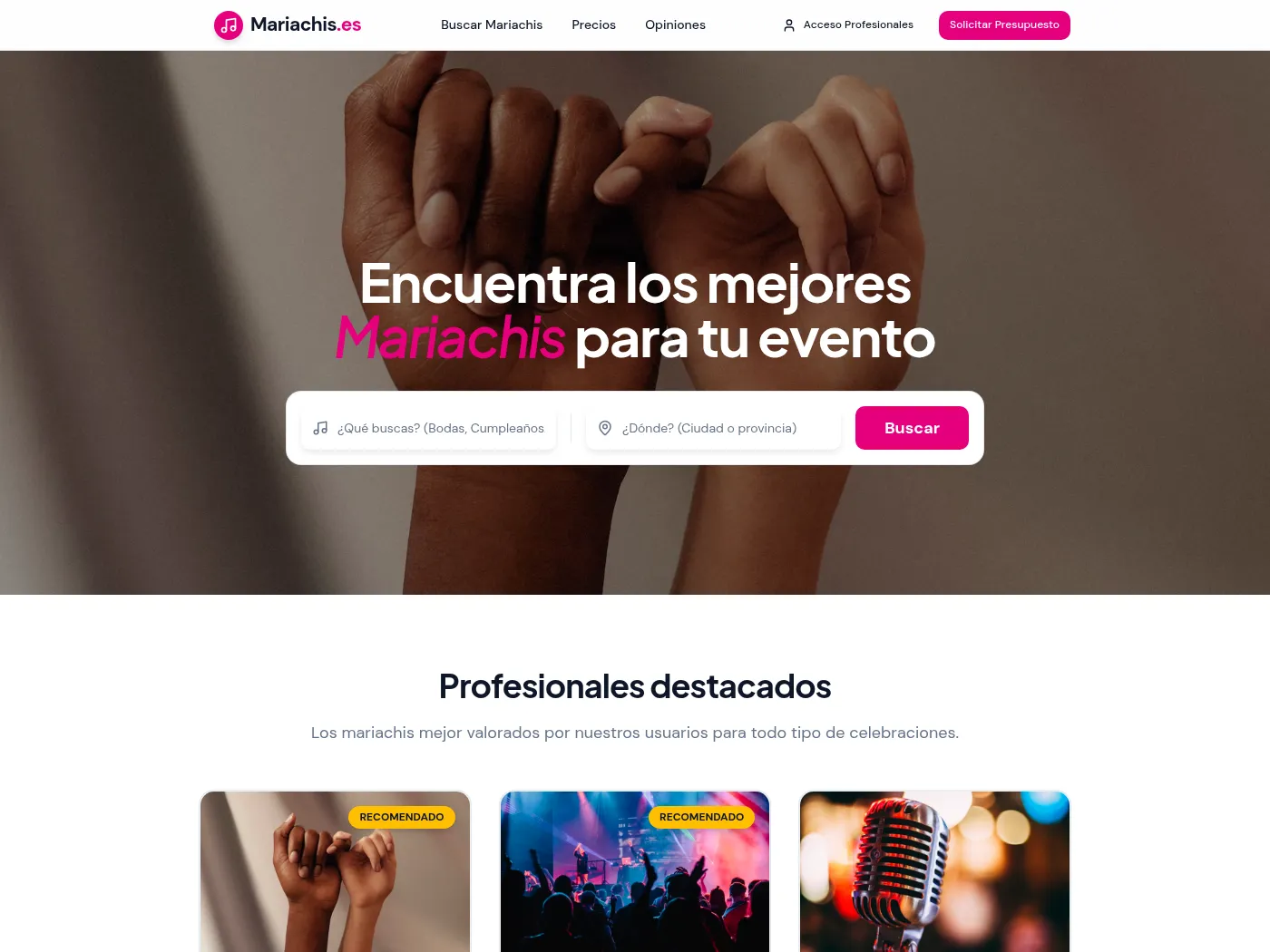 Mariachis Marketplace UX
