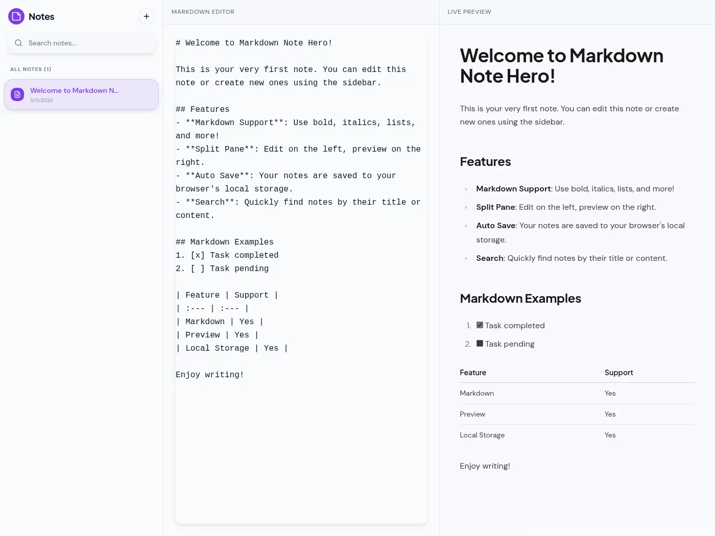 Markdown Note Hero