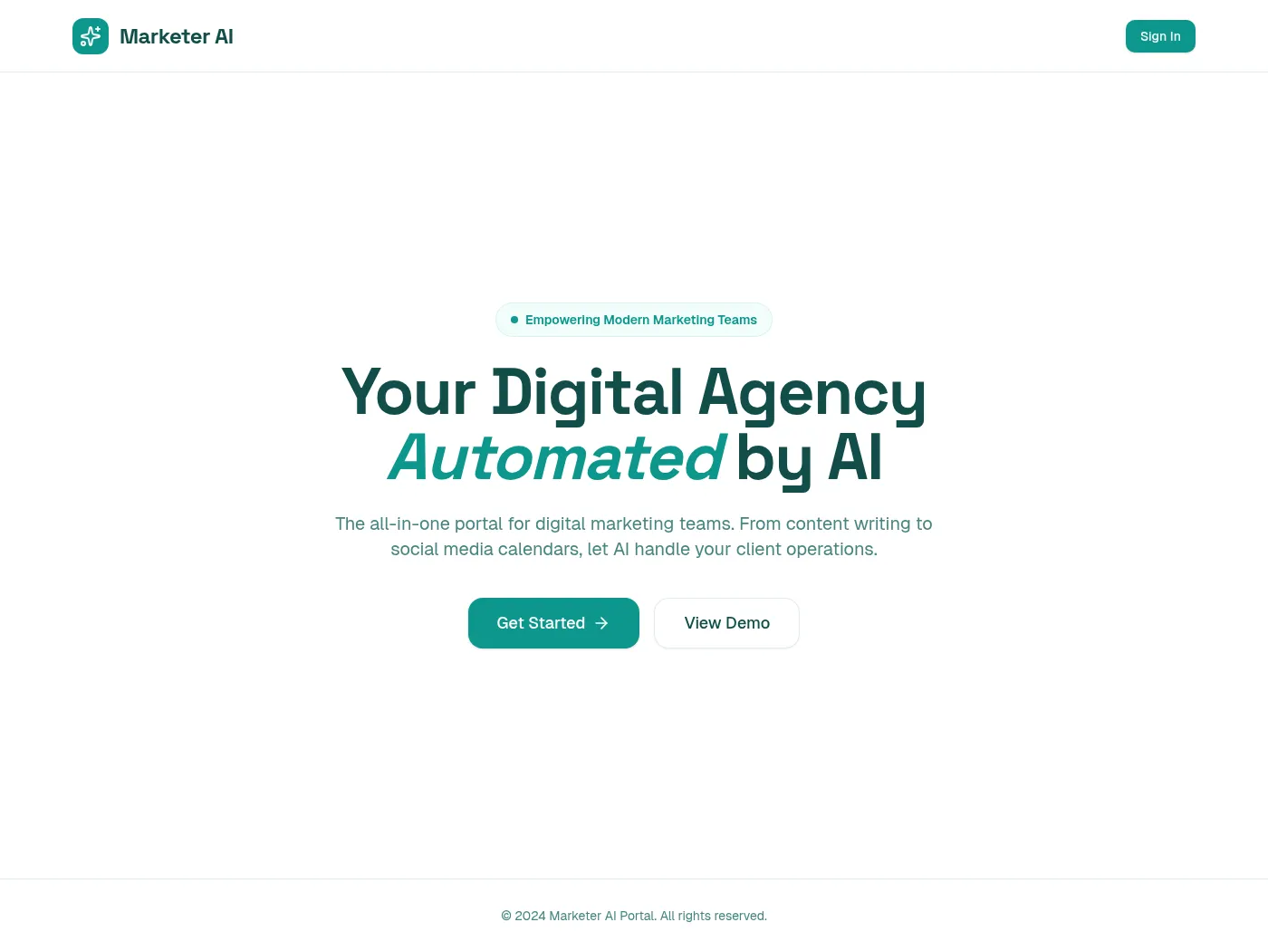 Marketer AI Portal