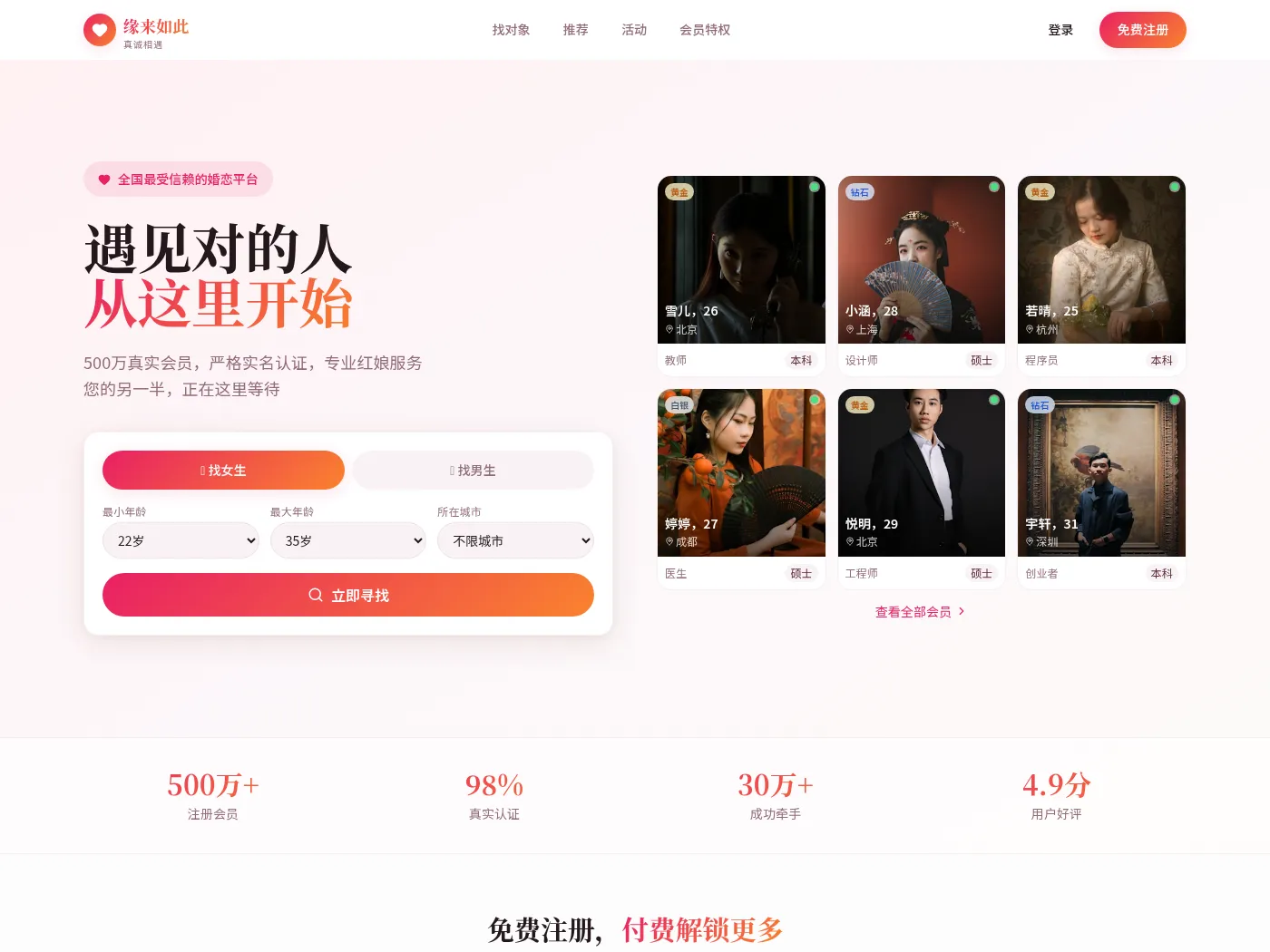 婚恋会员系统
