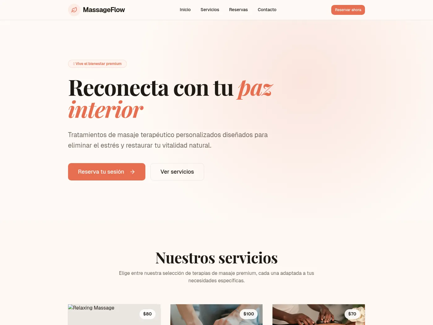 MassageFlow Landing Page
