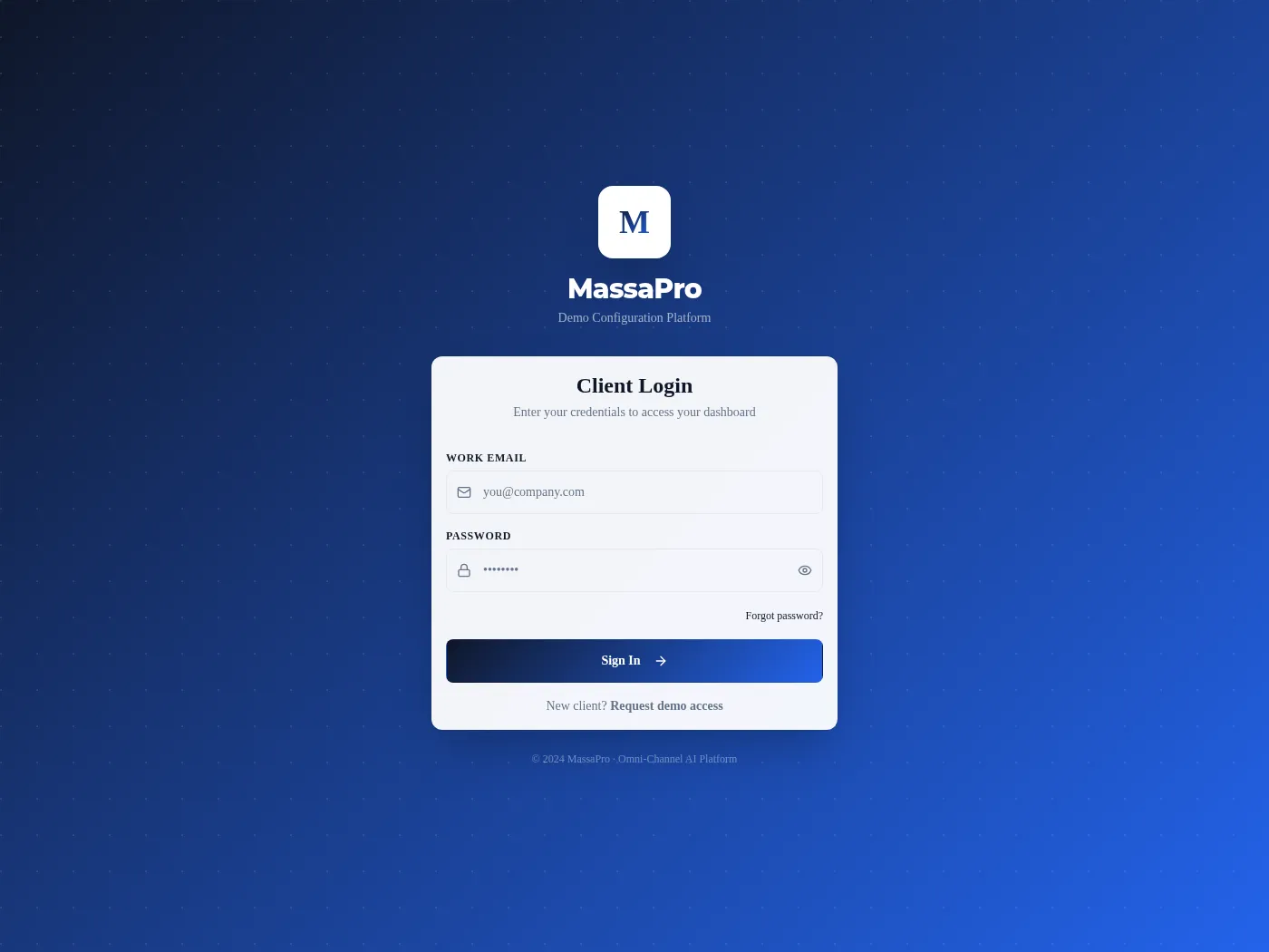 MassaPro Demo Dashboard