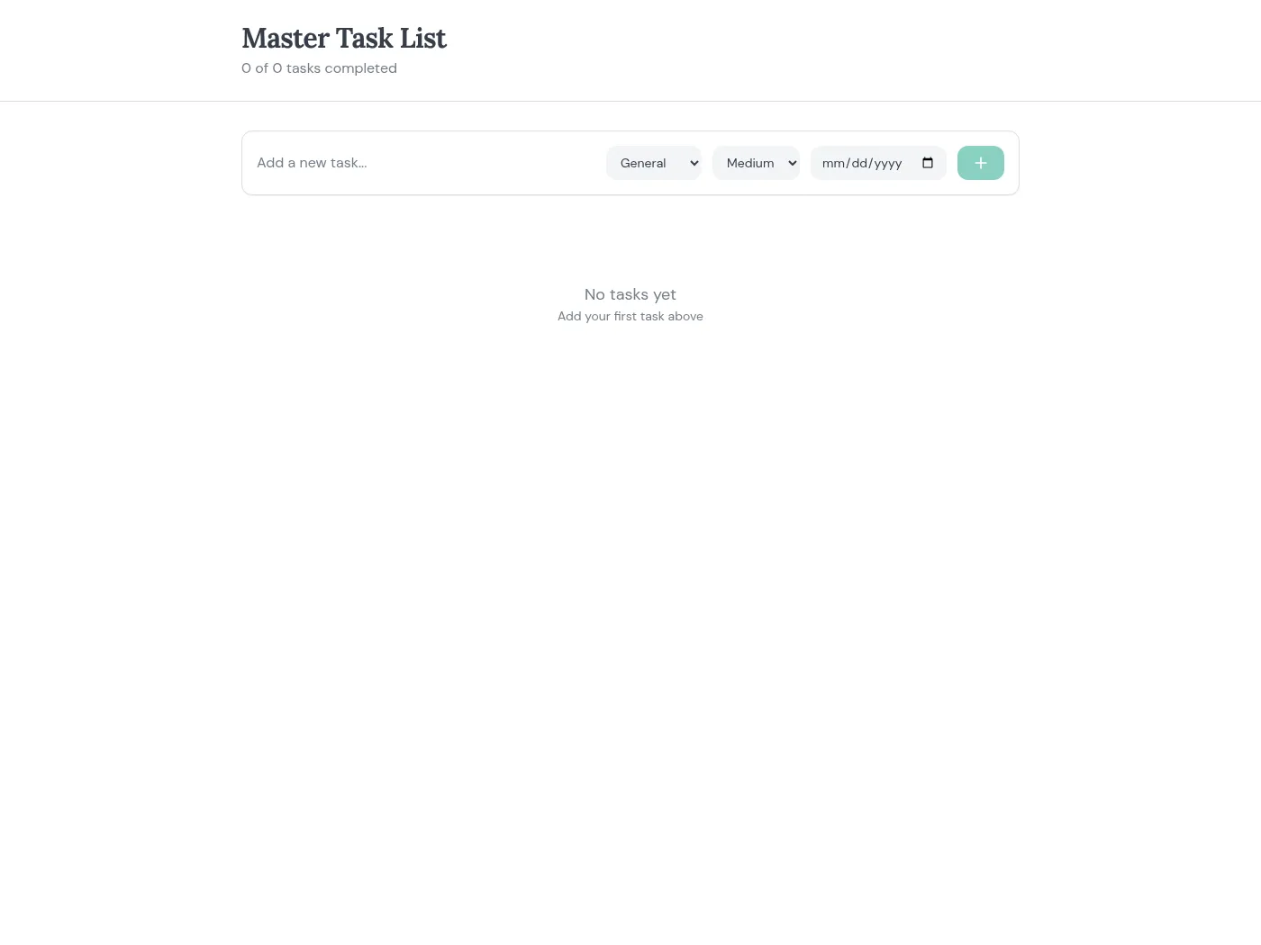 Master Task List