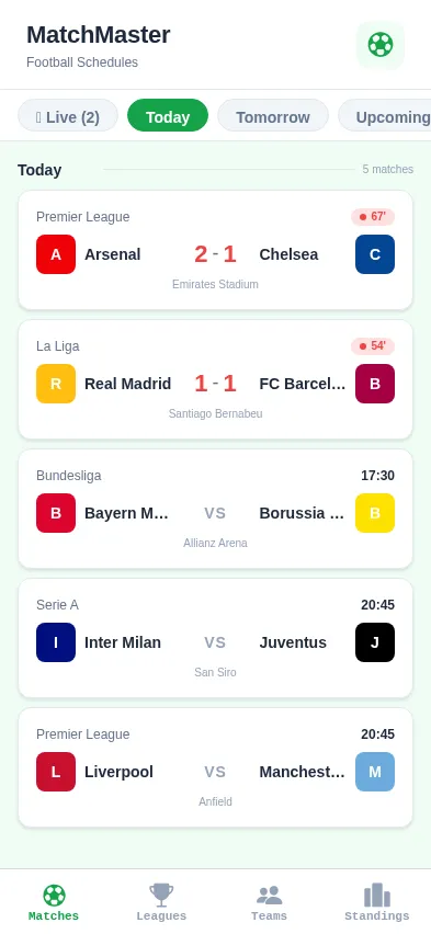 MatchMaster Schedules