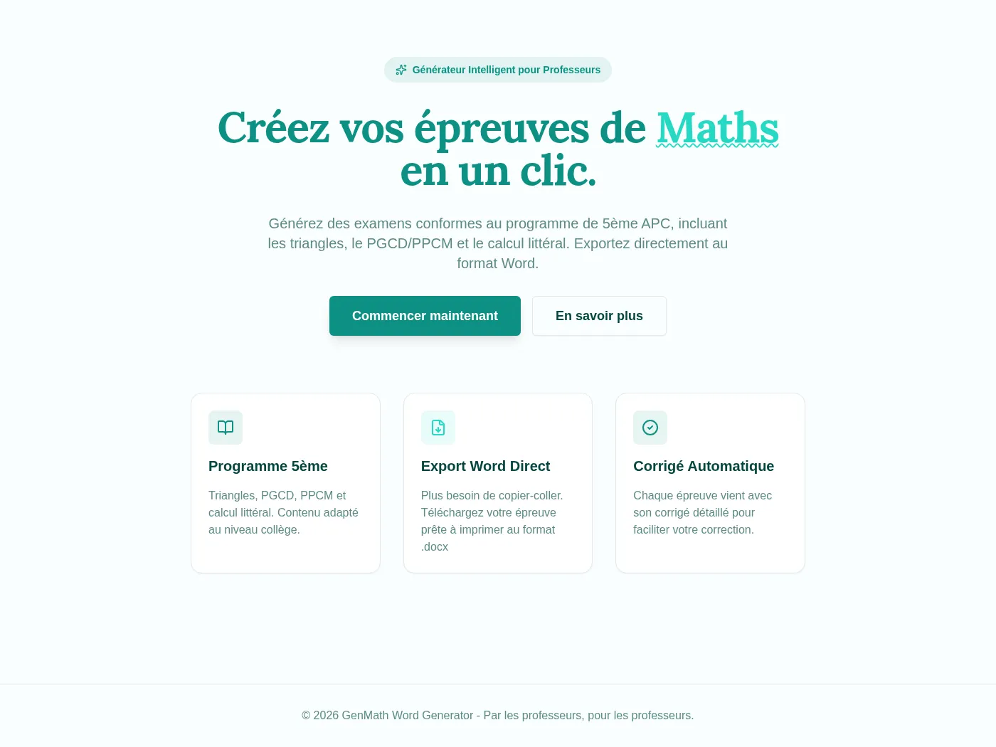 GenMath Word Generator