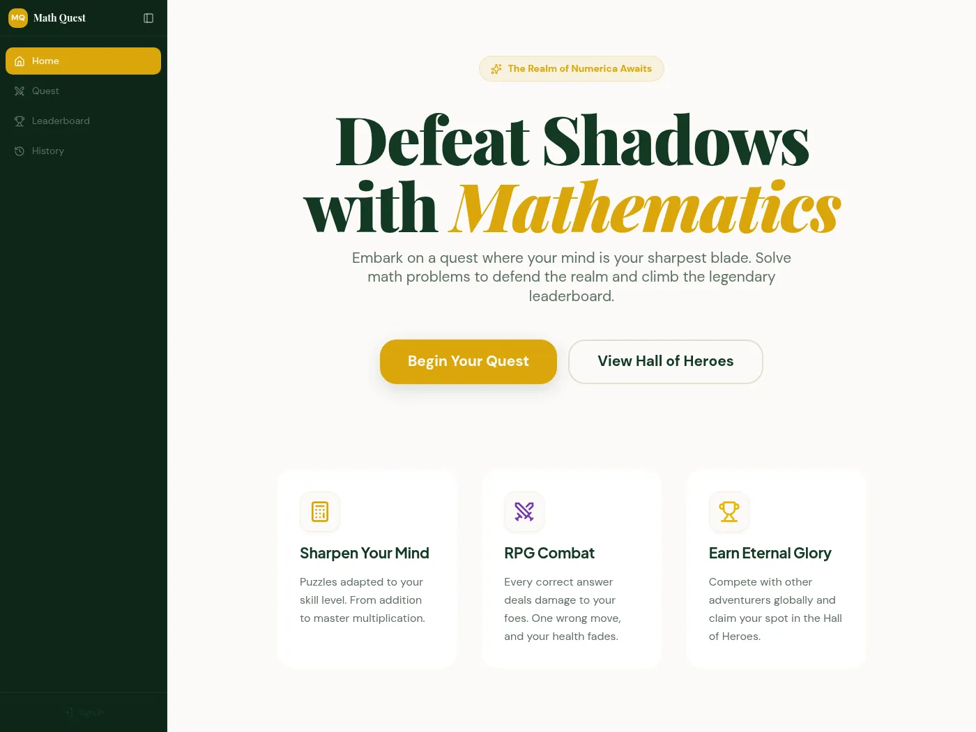 Math Quest Website