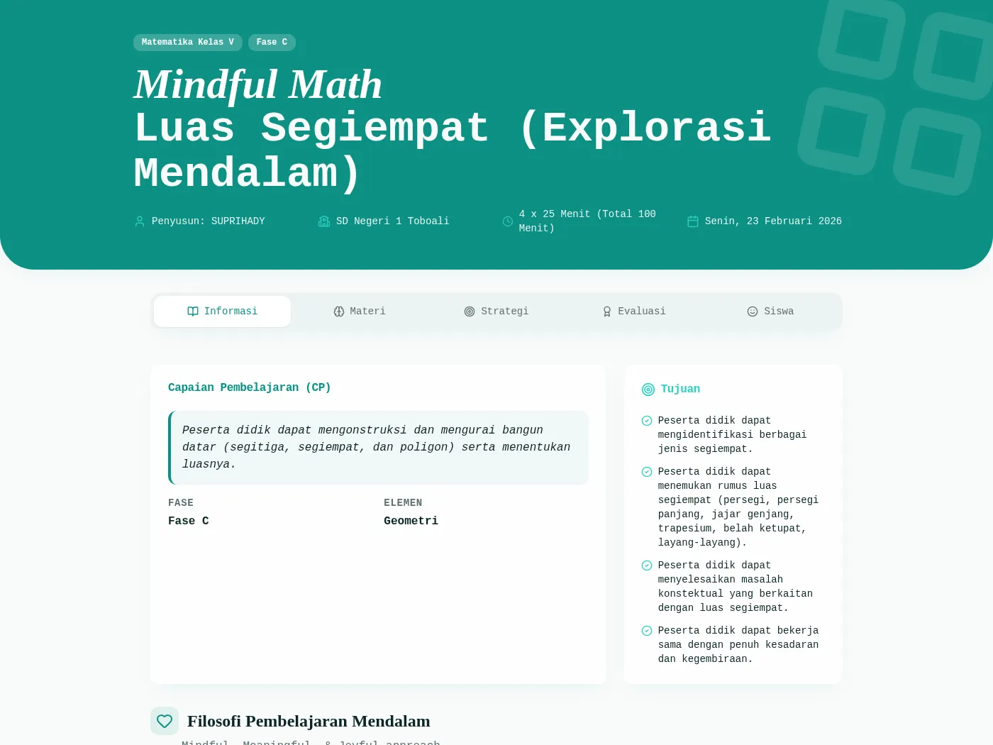 Mindful Math Lesson Planner