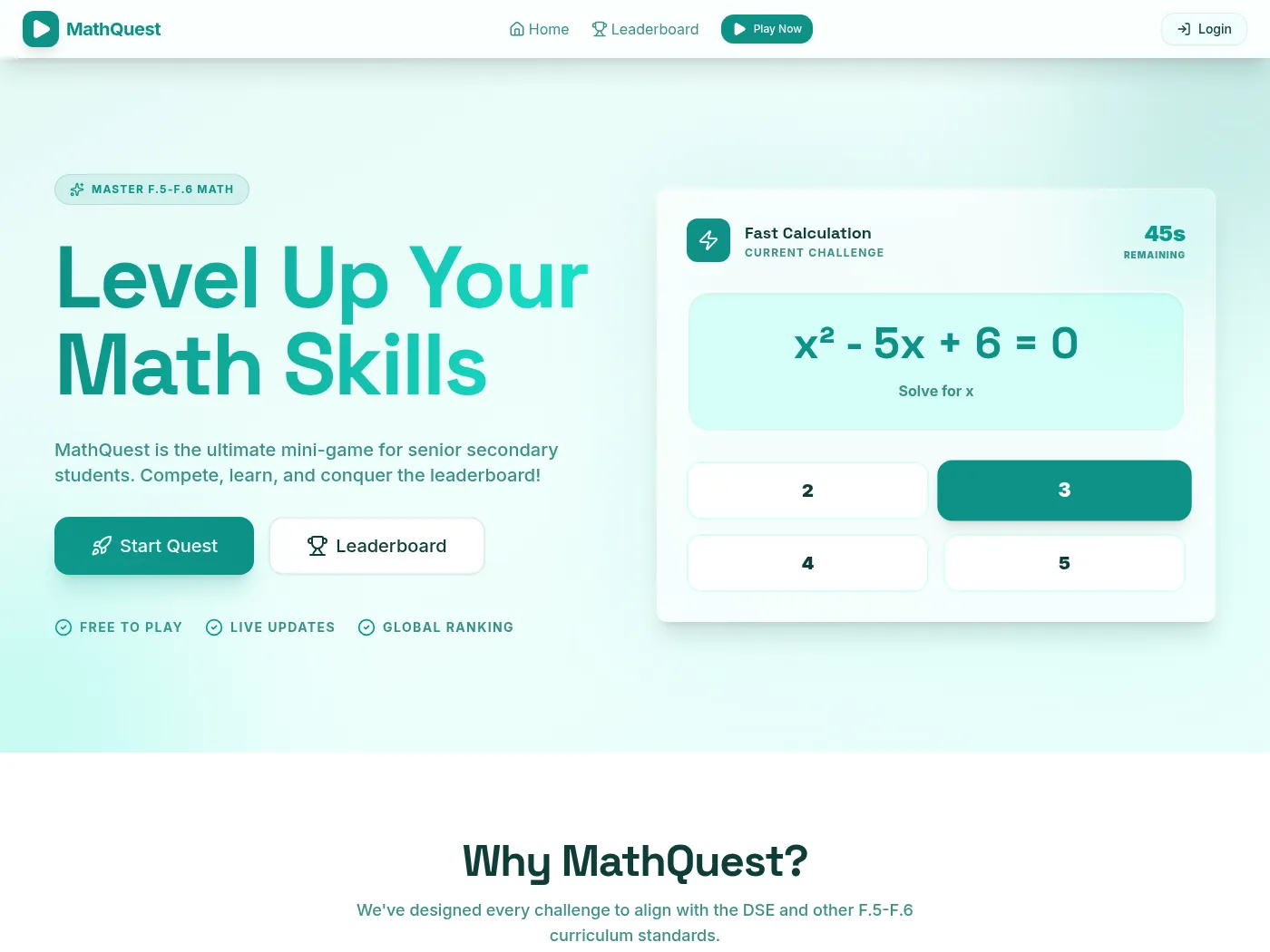 MathQuest Leaderboard