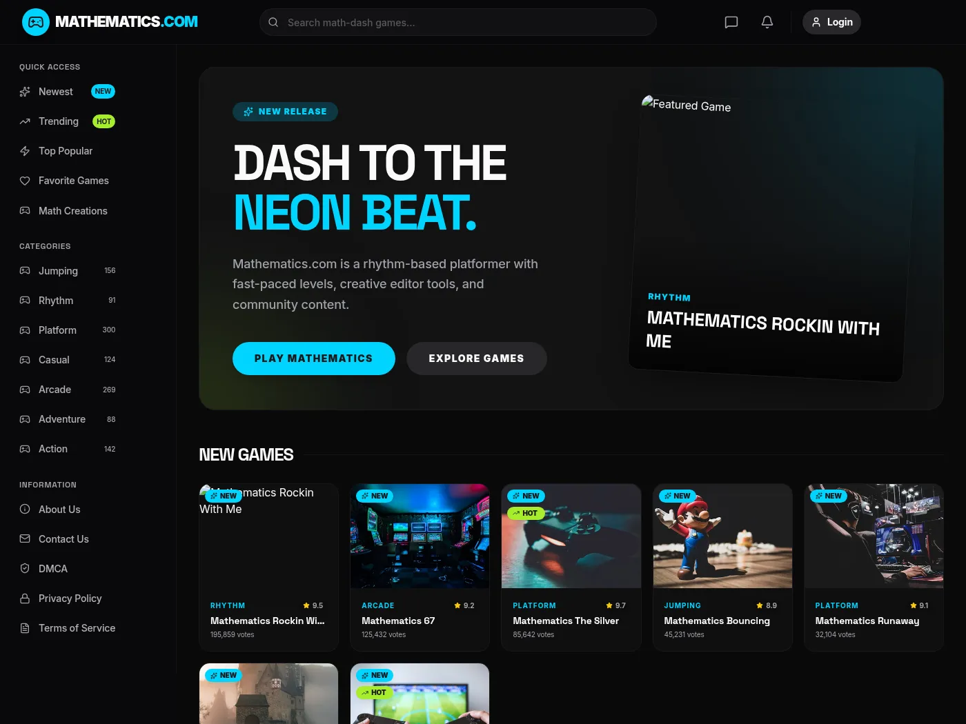 Mathematics Dashboard Clone