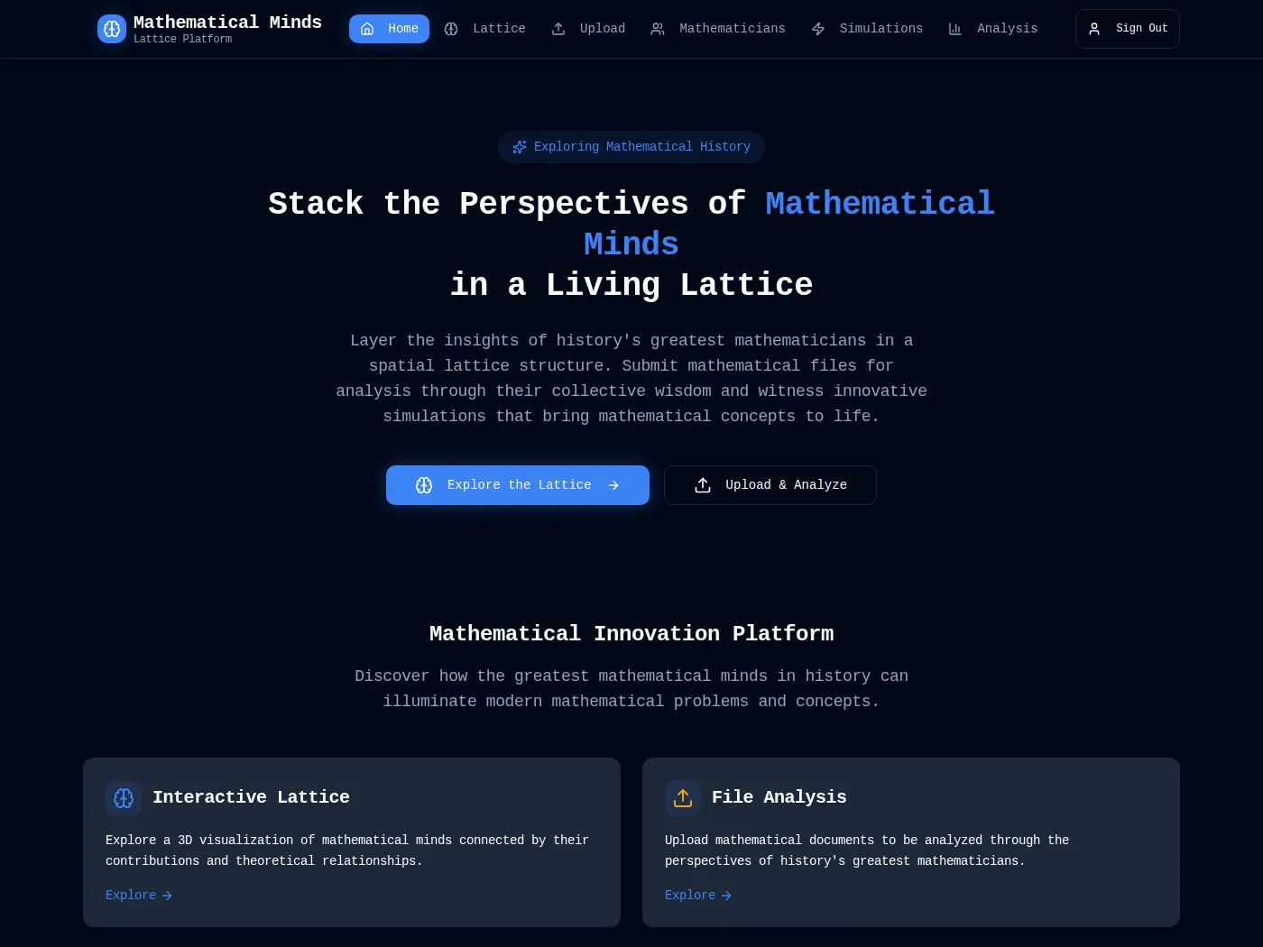Mathematical Minds Lattice: A Historical Matrix Simulation Platform
