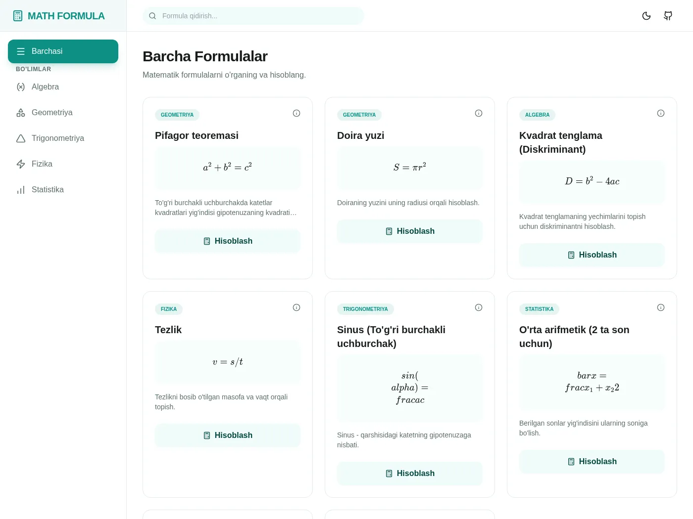 MathFormula Hub
