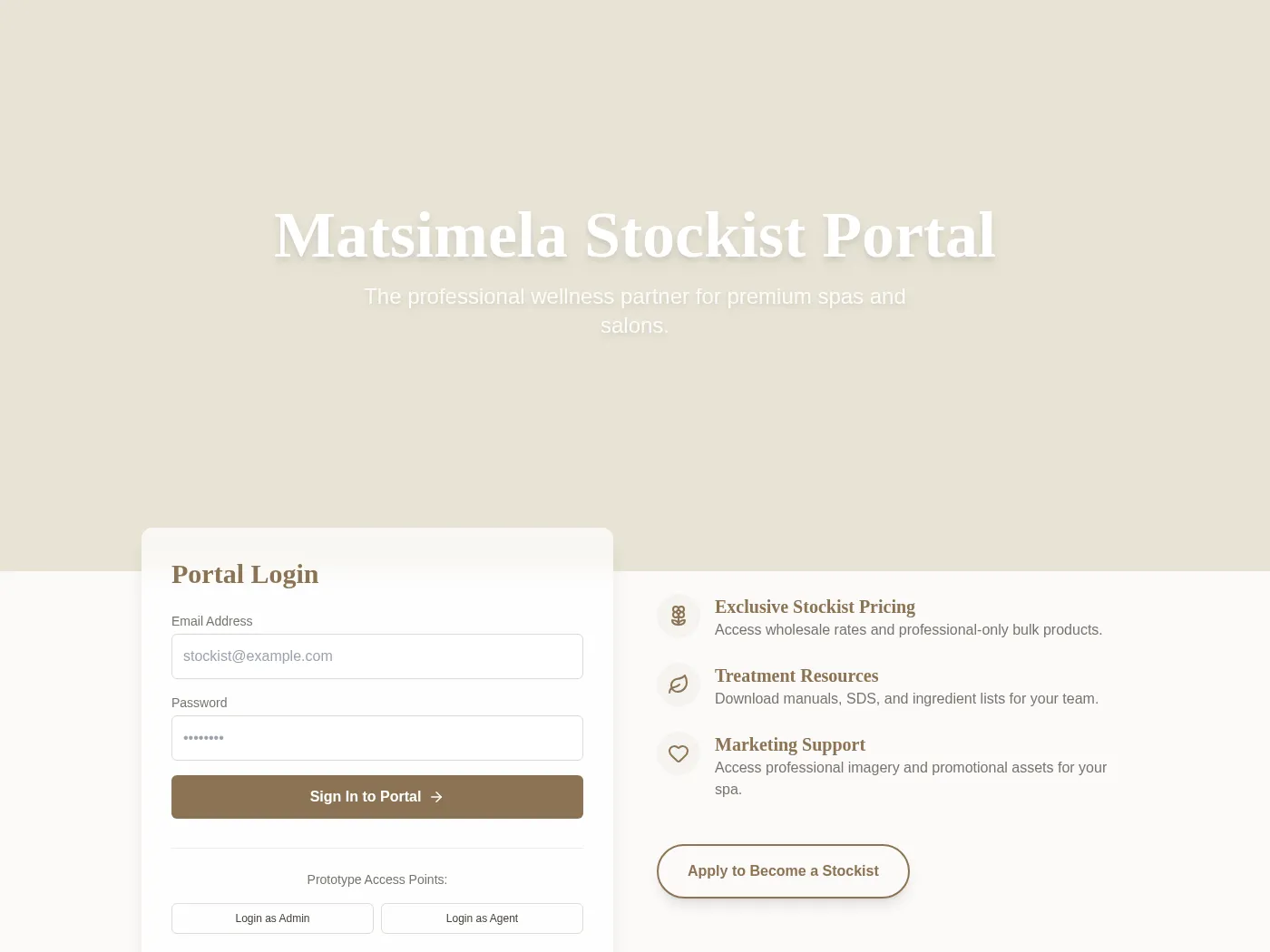 Matsimela Stockist Portal