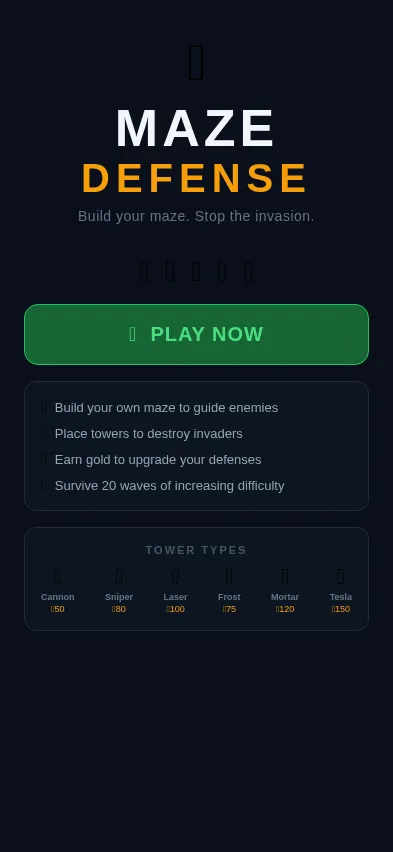 Maze Defense Tower Game