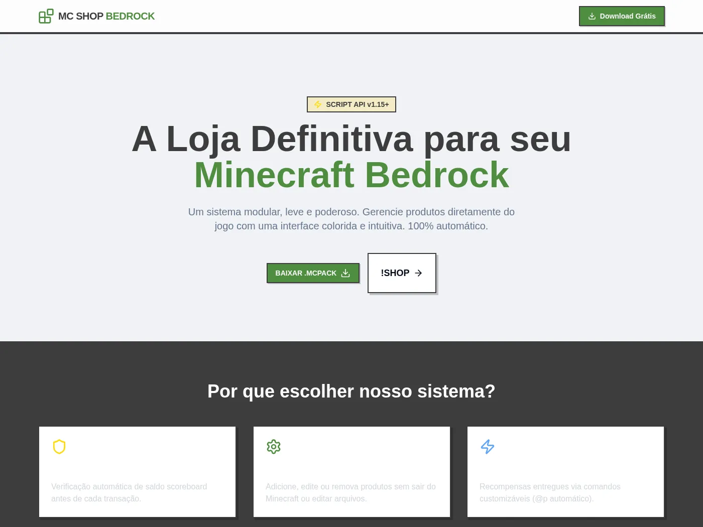 Minecraft Bedrock Shop System