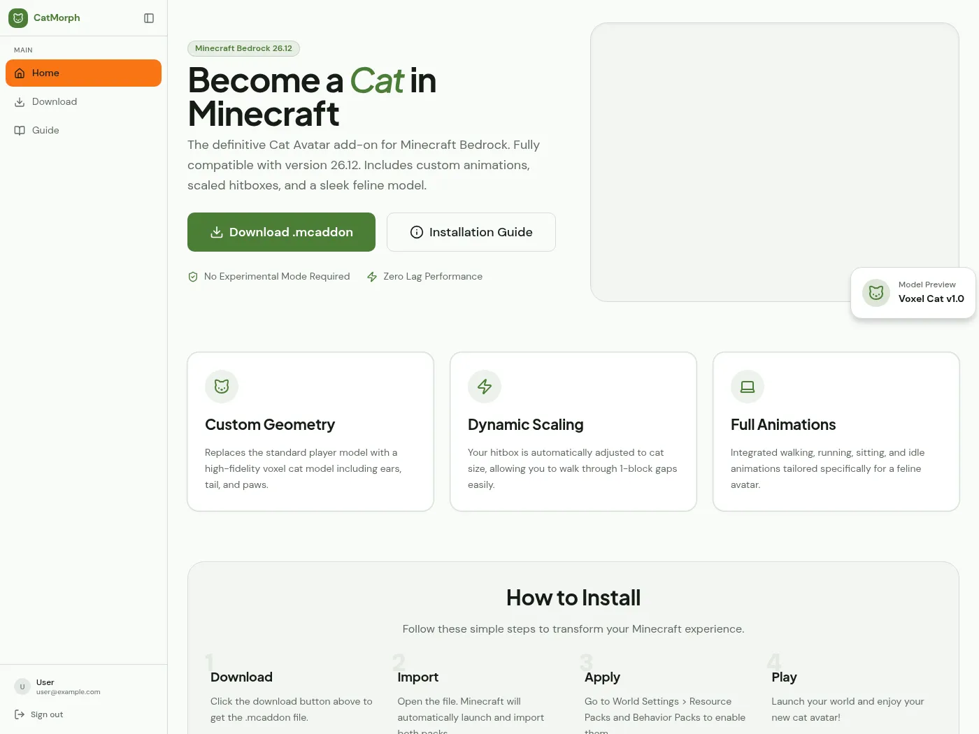 Minecraft Cat Avatar Add-On