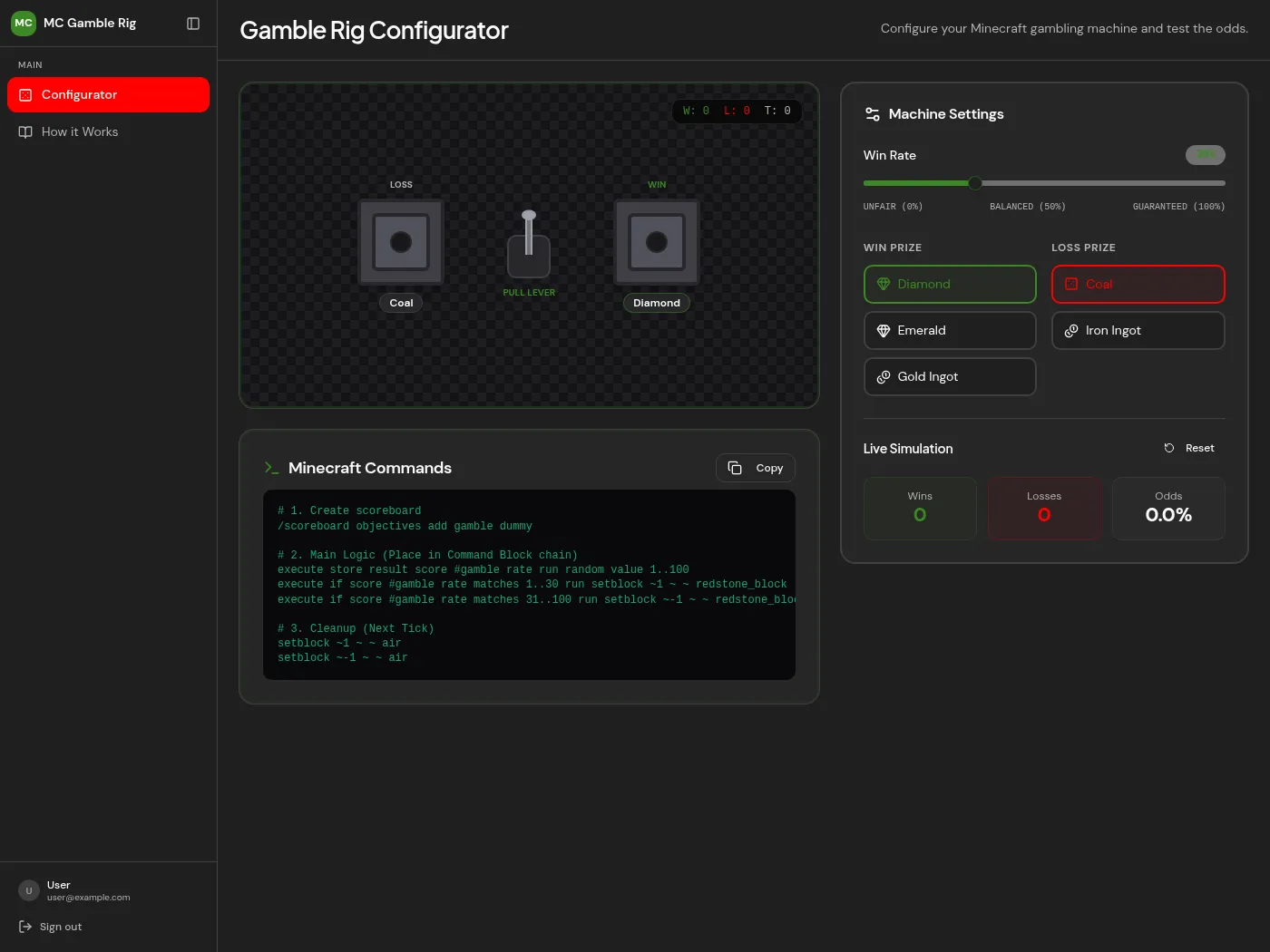 Minecraft Gamble Rig