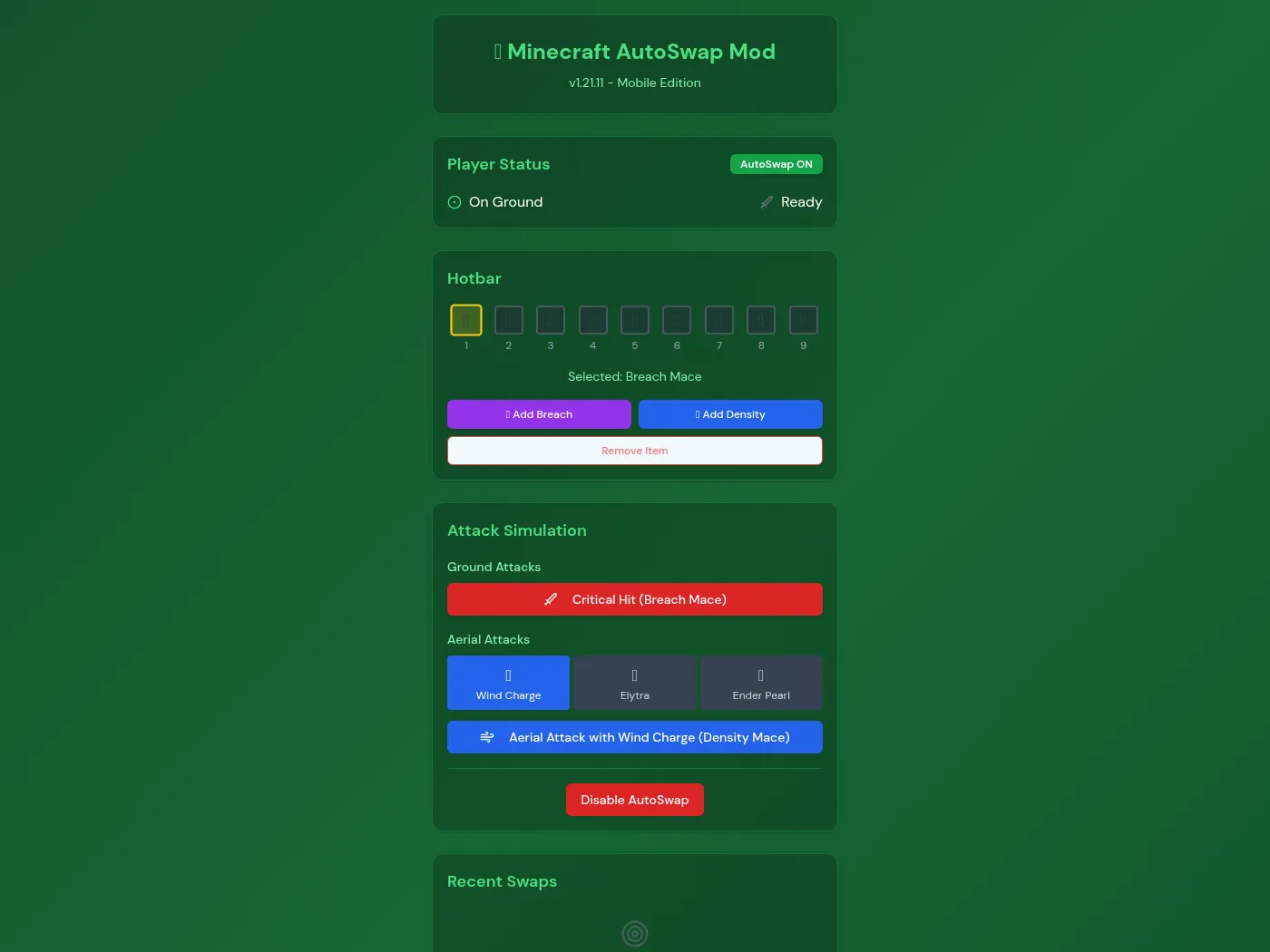 Mobile Minecraft Mod AutoSwap