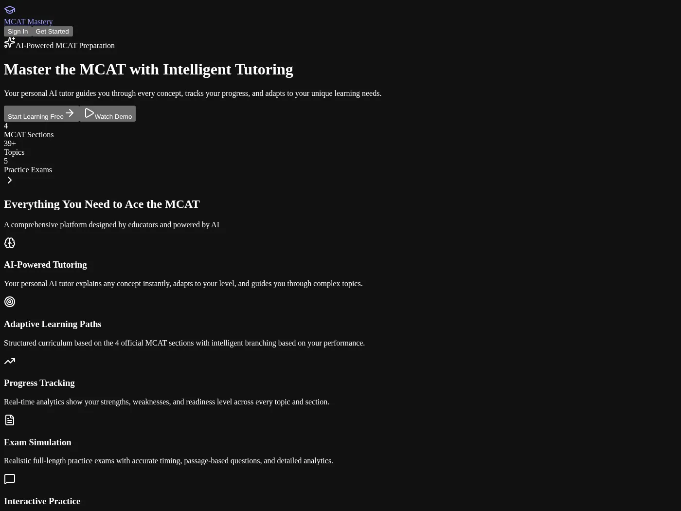 MCAT Mastery AI Tutor