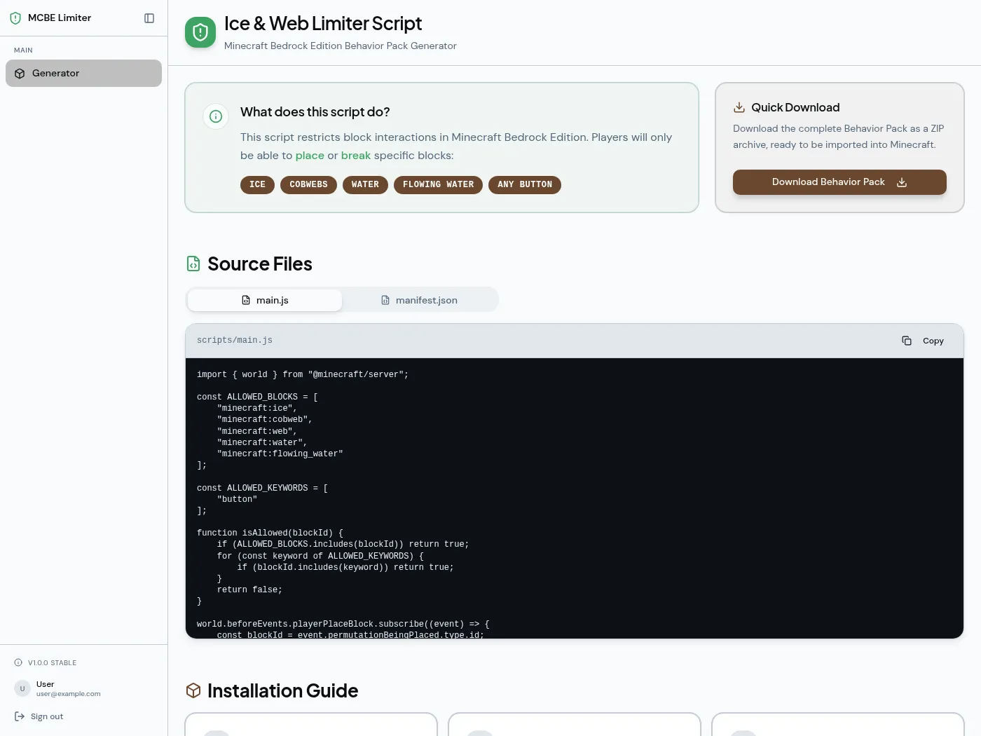 Ice & Web Limiter Script