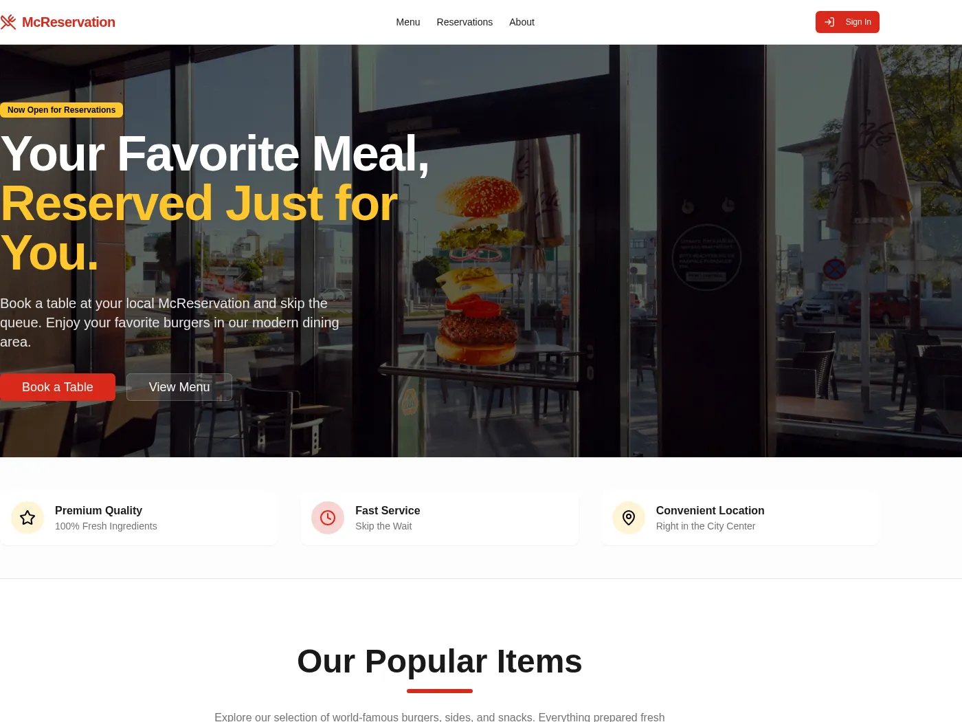 McDonald's Reservation Site