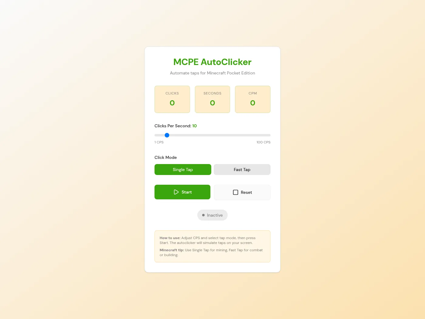 MCPE Autoclicker Tool