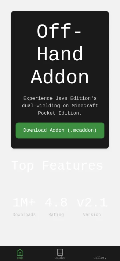 MCPE Off-Hand Addon
