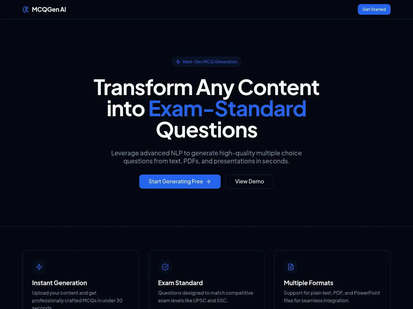 MCQGen AI SaaS