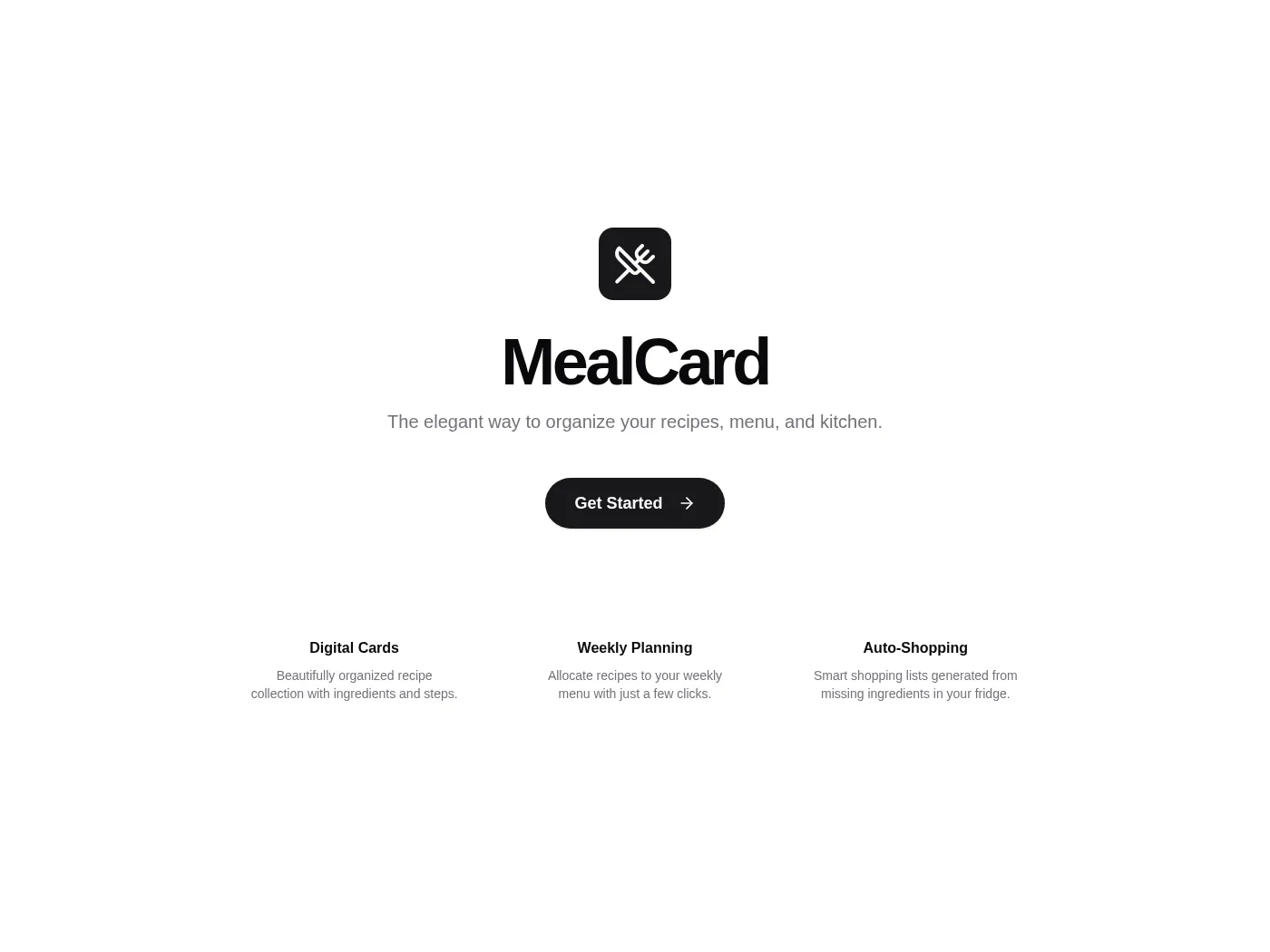 MealCard Organizer