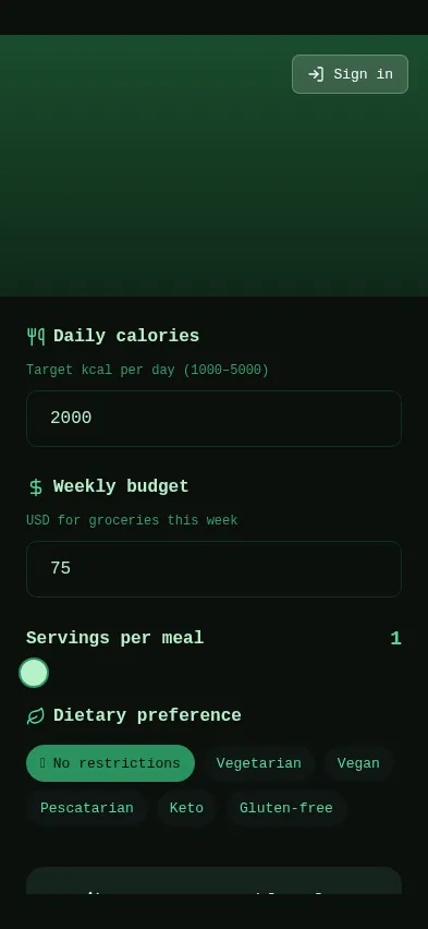MealPlan Budgeter