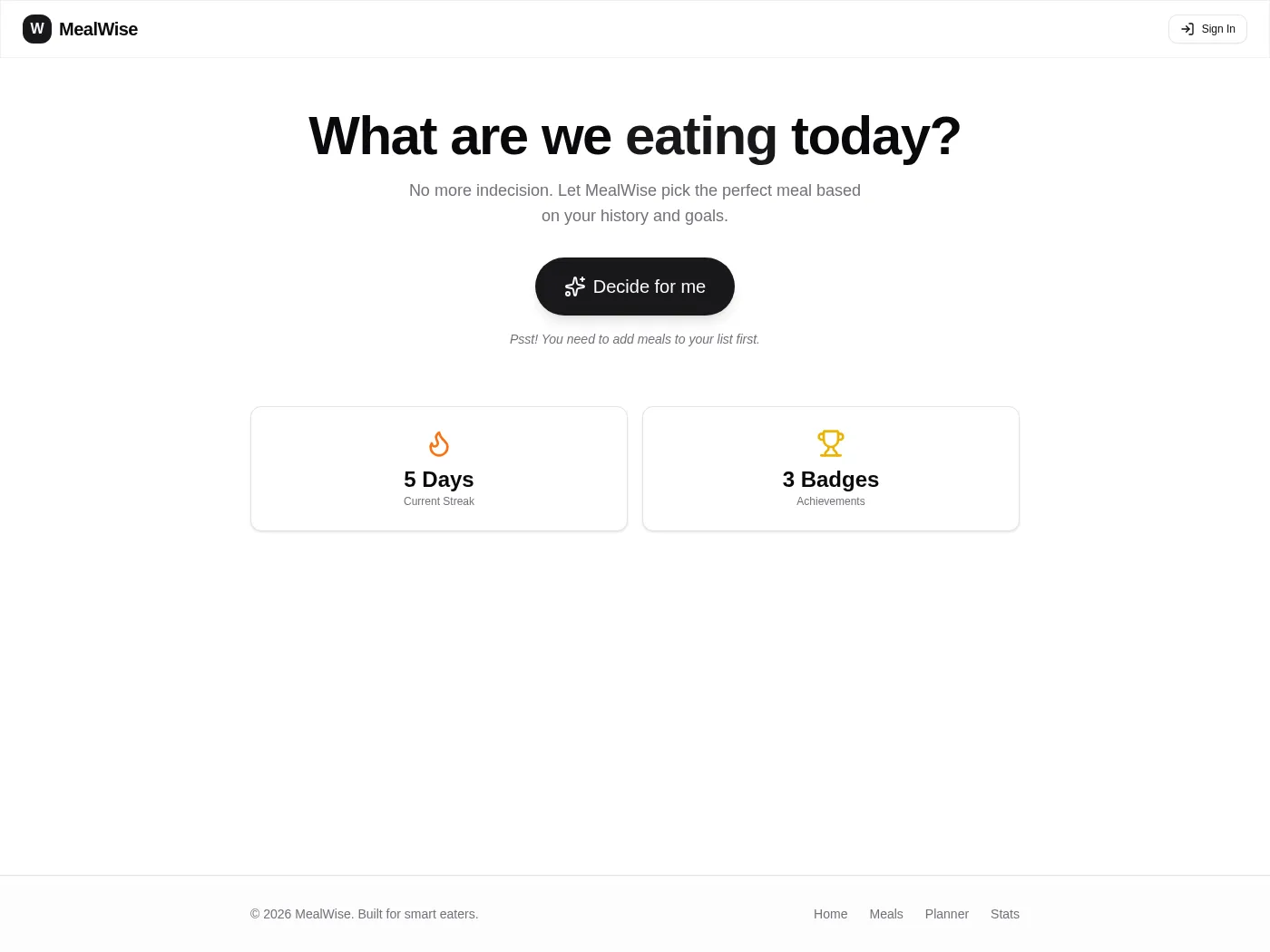 MealWise Auth & Meal Planner